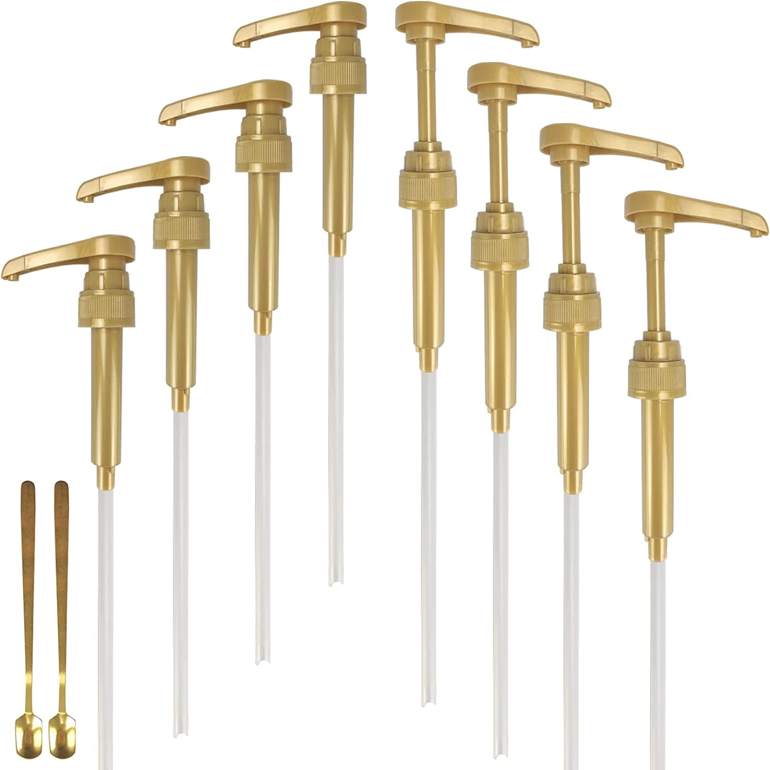 Coffee Syrup Pumps,8 Pack Gold Pumps for Coffee Syrup Bottle,Fits 750 ...
