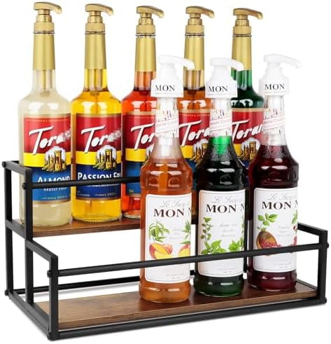 Coffee Syrup Rack Organizer, 2-Tier 10-Bottle Syrup holder Stand for ...