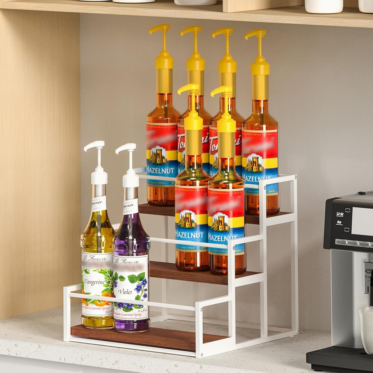 Coffee Syrup Rack Organizer Syrup Bottle Holder Stand for Coffee Bar 3 ...