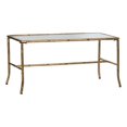 Coffee Table- 36 Inch Rectangular Glass Top- Antique Gold Iron Frame ...