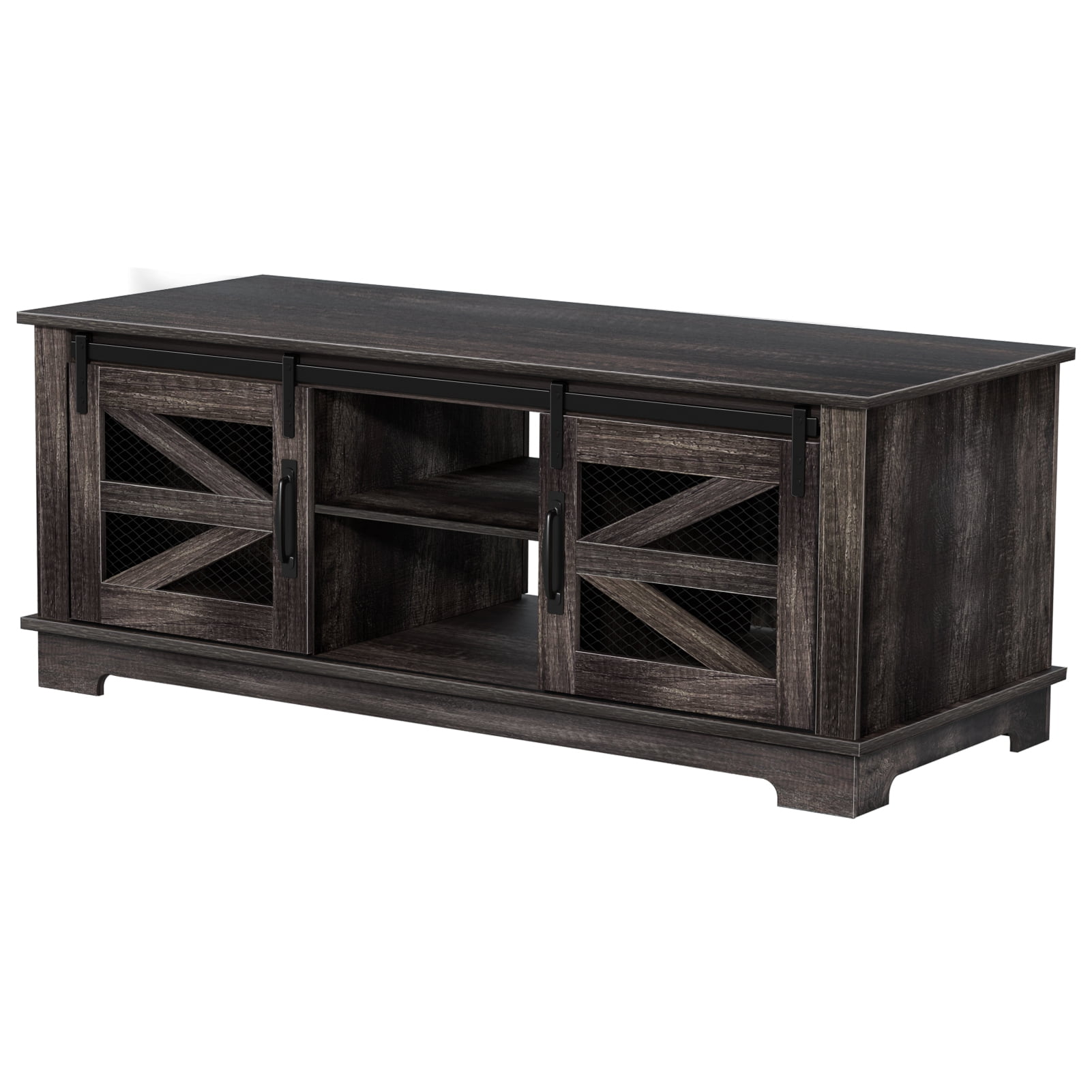 Coffee Table, Barn Style Coffee Table with Storage, Center Table with ...