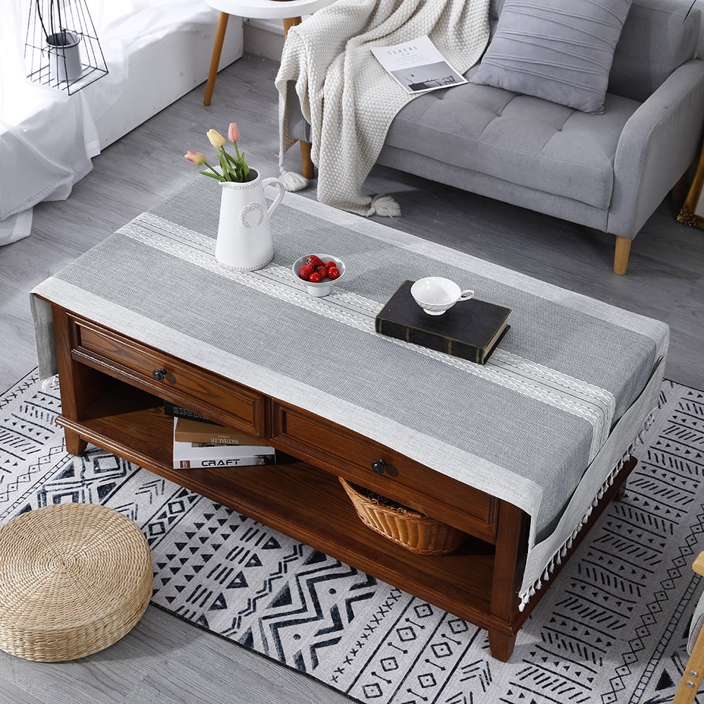 Coffee Table Cloth Cotton and Linen Table Protector Cover, Embroidery ...