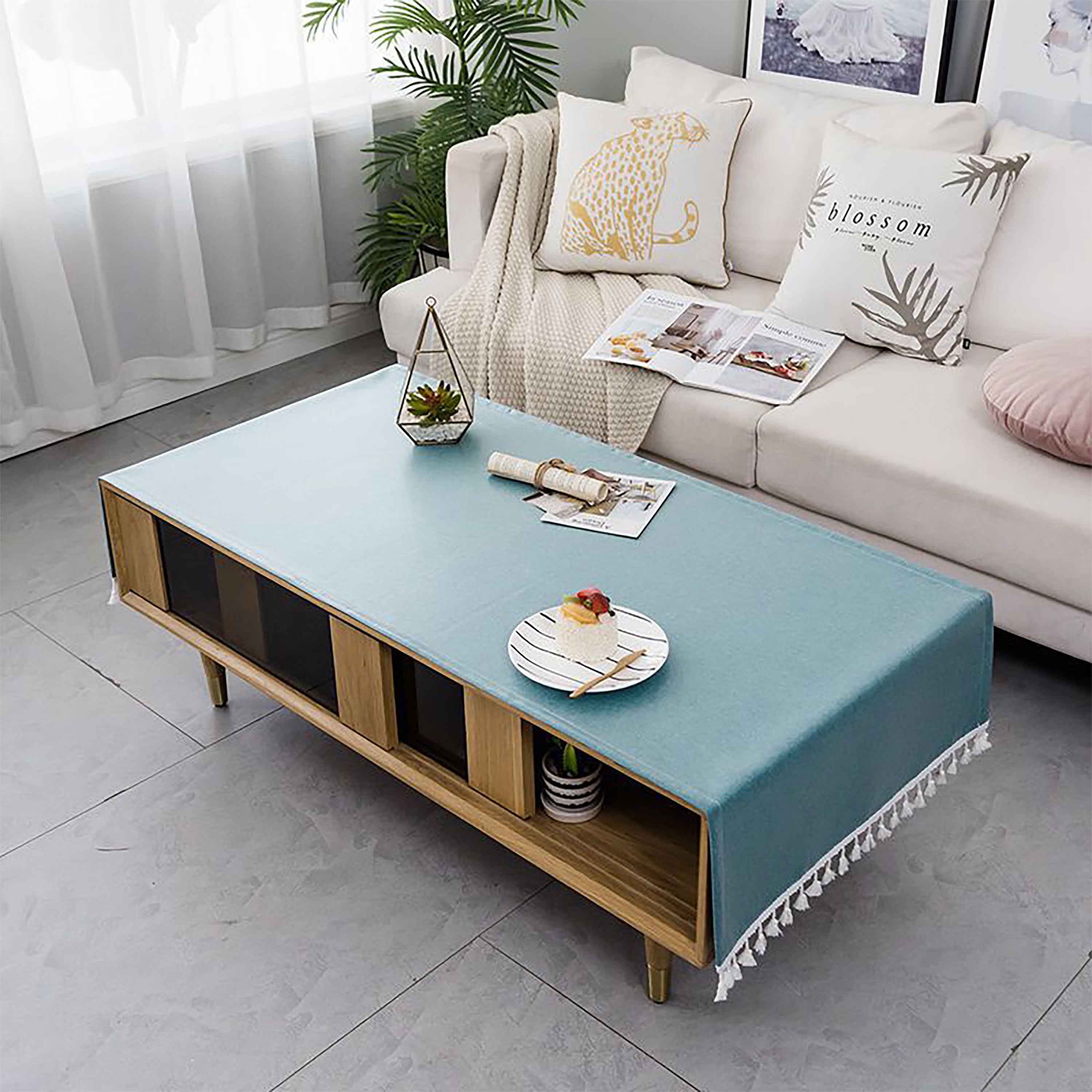 Coffee Table Cloth For Living Room Rectangle,Waterproof,Solid Color ...