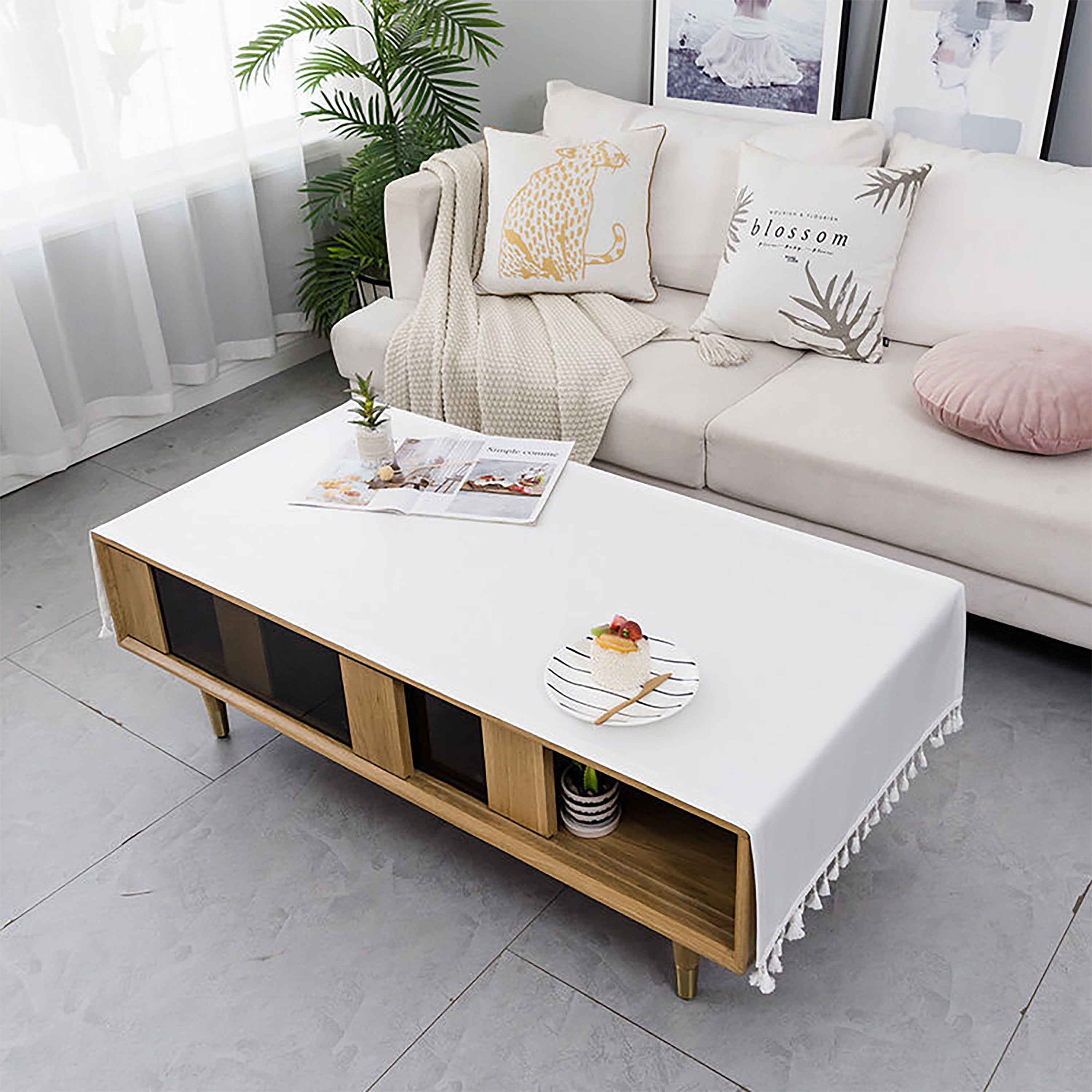 Coffee Table Cloth For Living Room Rectangle Waterproof Solid ...