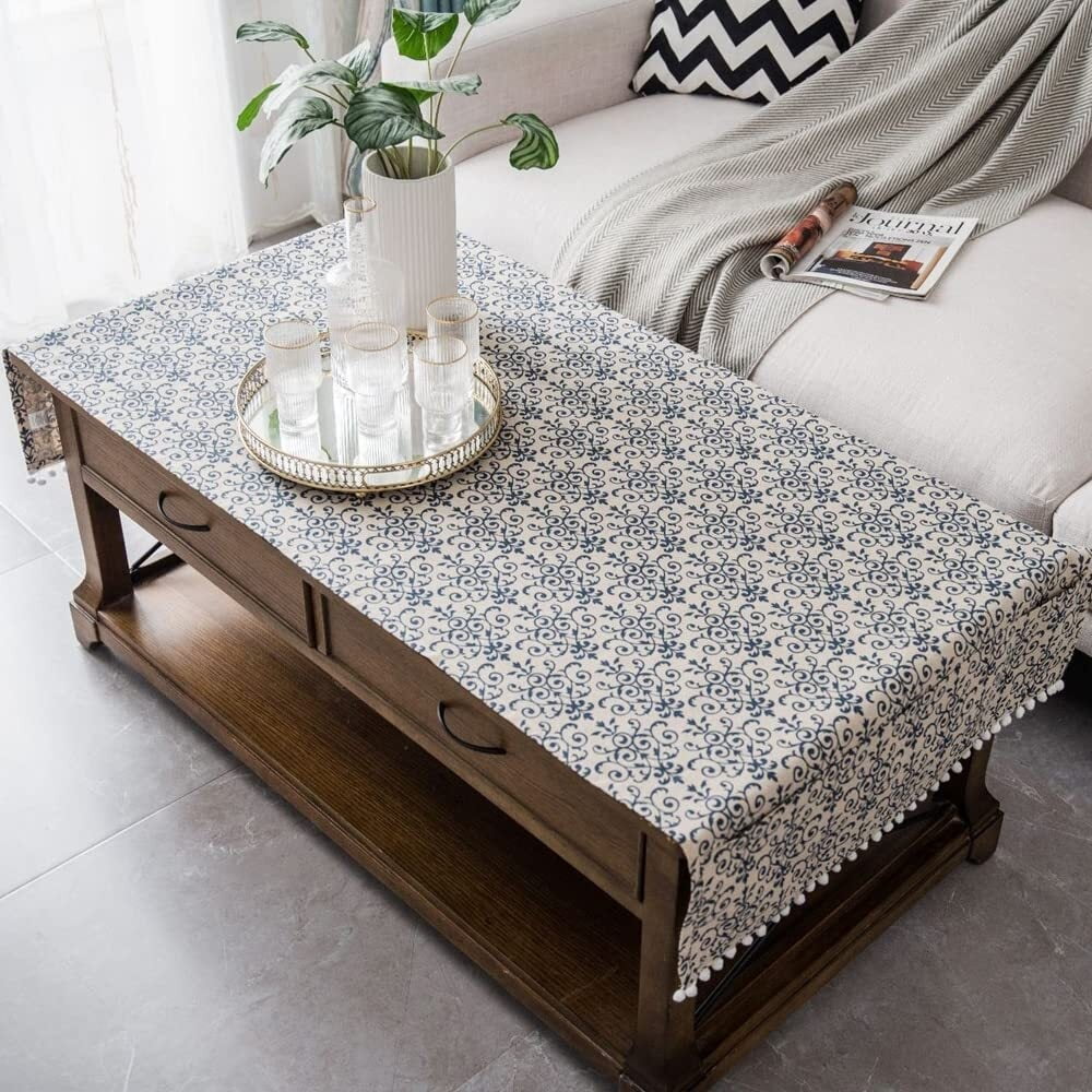 Coffee Table Cloth Rustic Style Living Room Center End Table Cover with ...