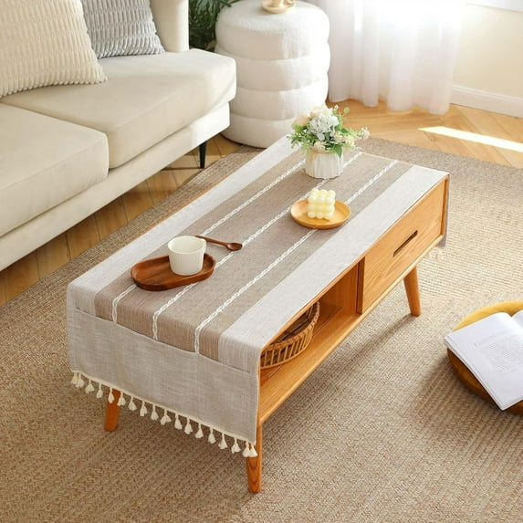 Coffee Table Cover, Rustic Farmhouse Rectangle Table Cloth Cotton Linen ...