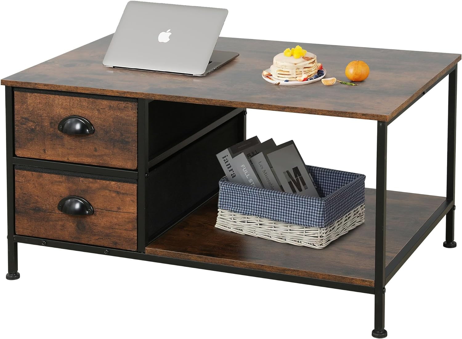 Coffee Table with Drawers, Coffee Table for Living Room, 2-Tier Coffee ...