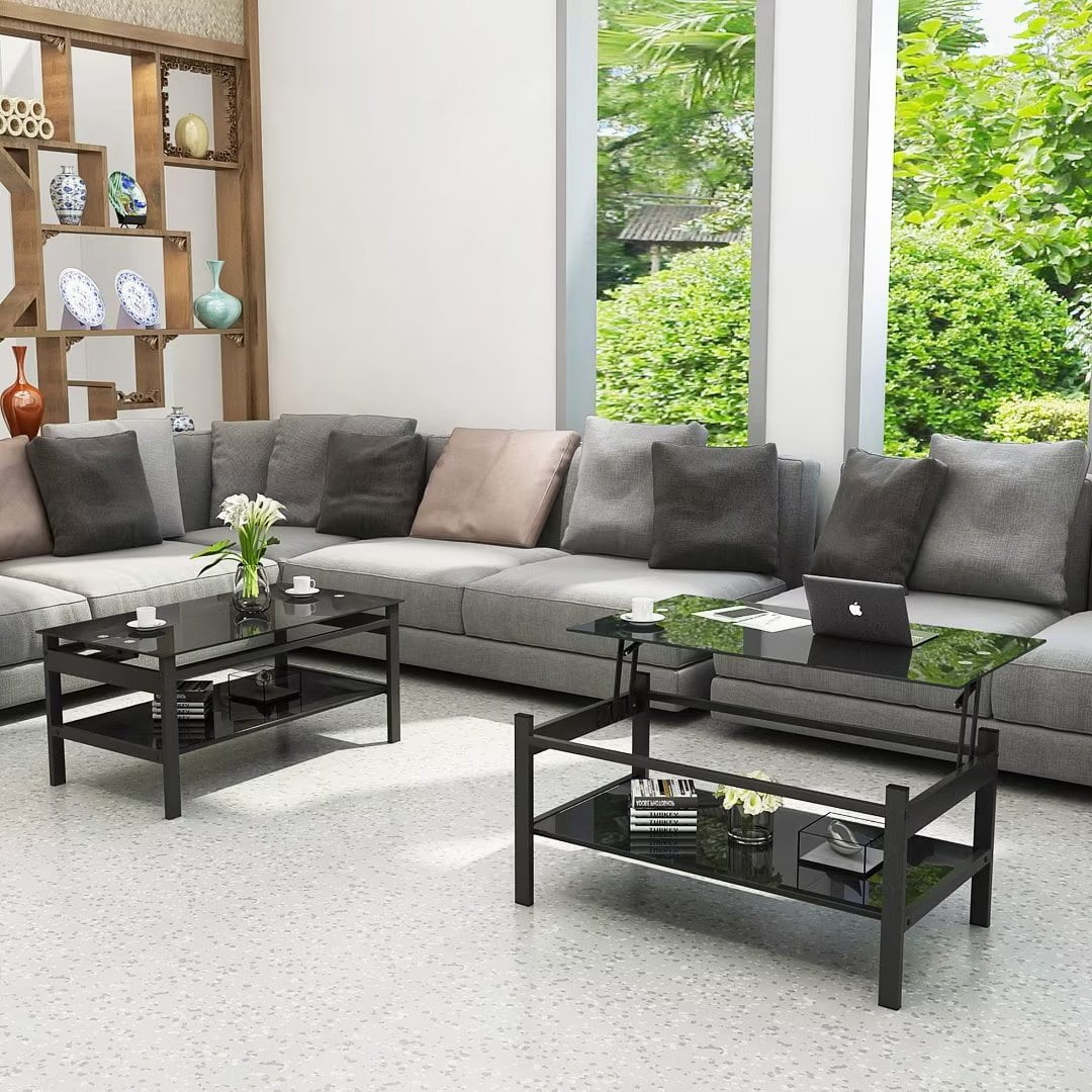 Coffee Table Glass Lift Top with Storage, Modern Simple Living Room ...