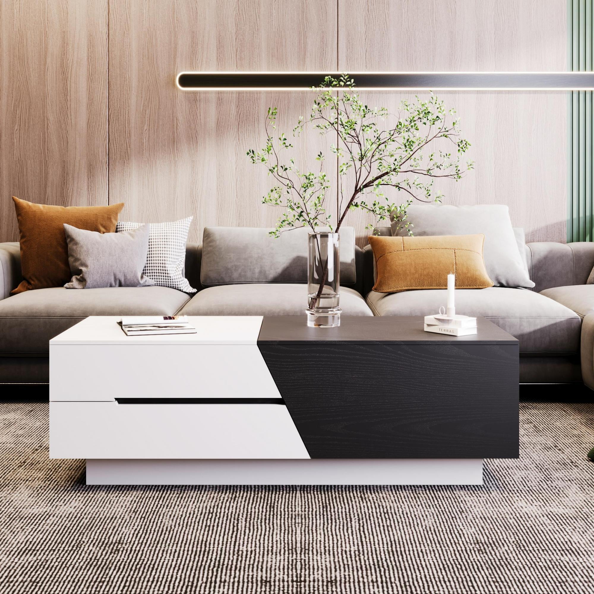 Coffee Table with Hidden Storage Compartments, Modern Living Room Table ...