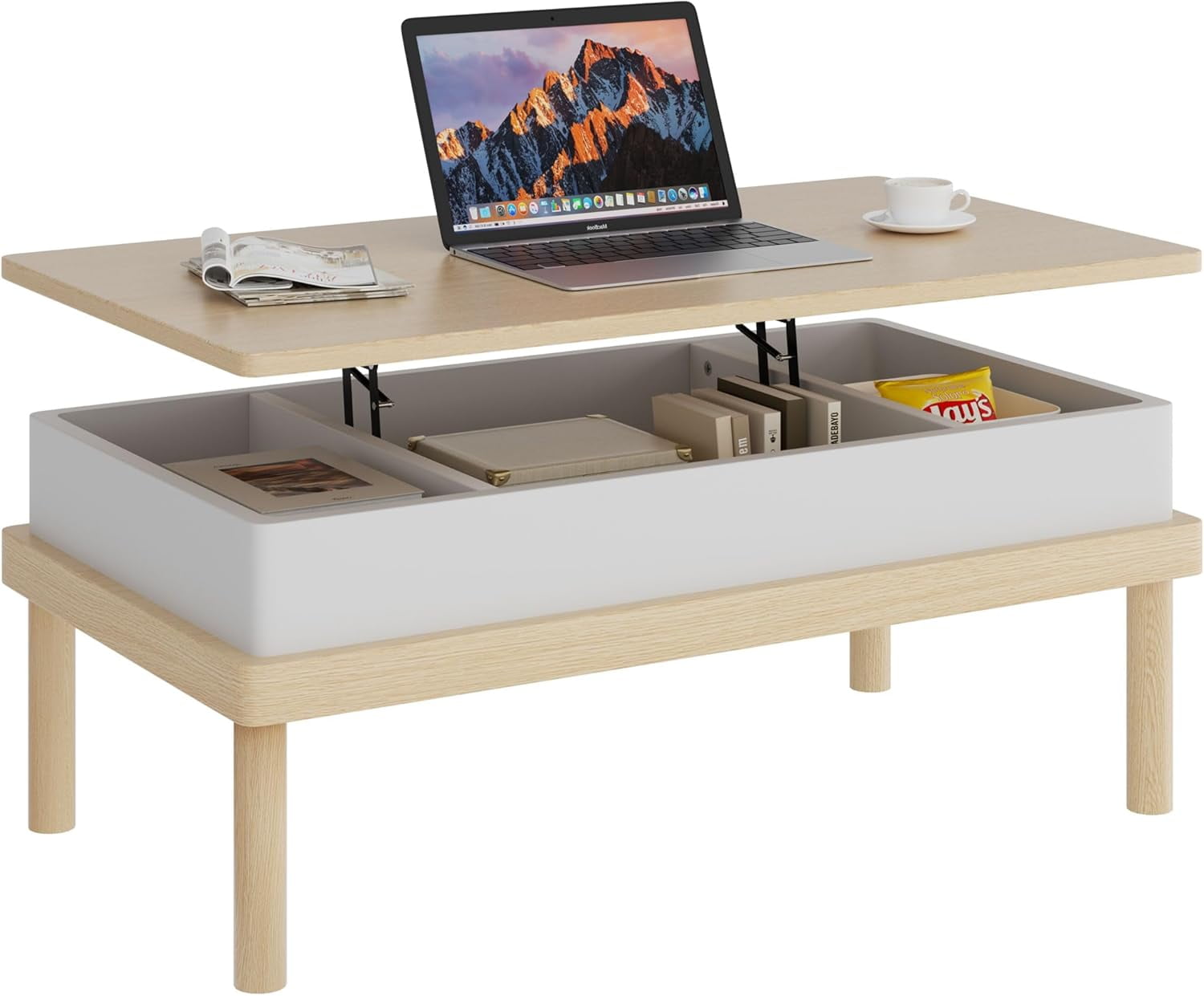 Coffee Table, Lift Coffee Table with Compartment, Rising Tabletop ...