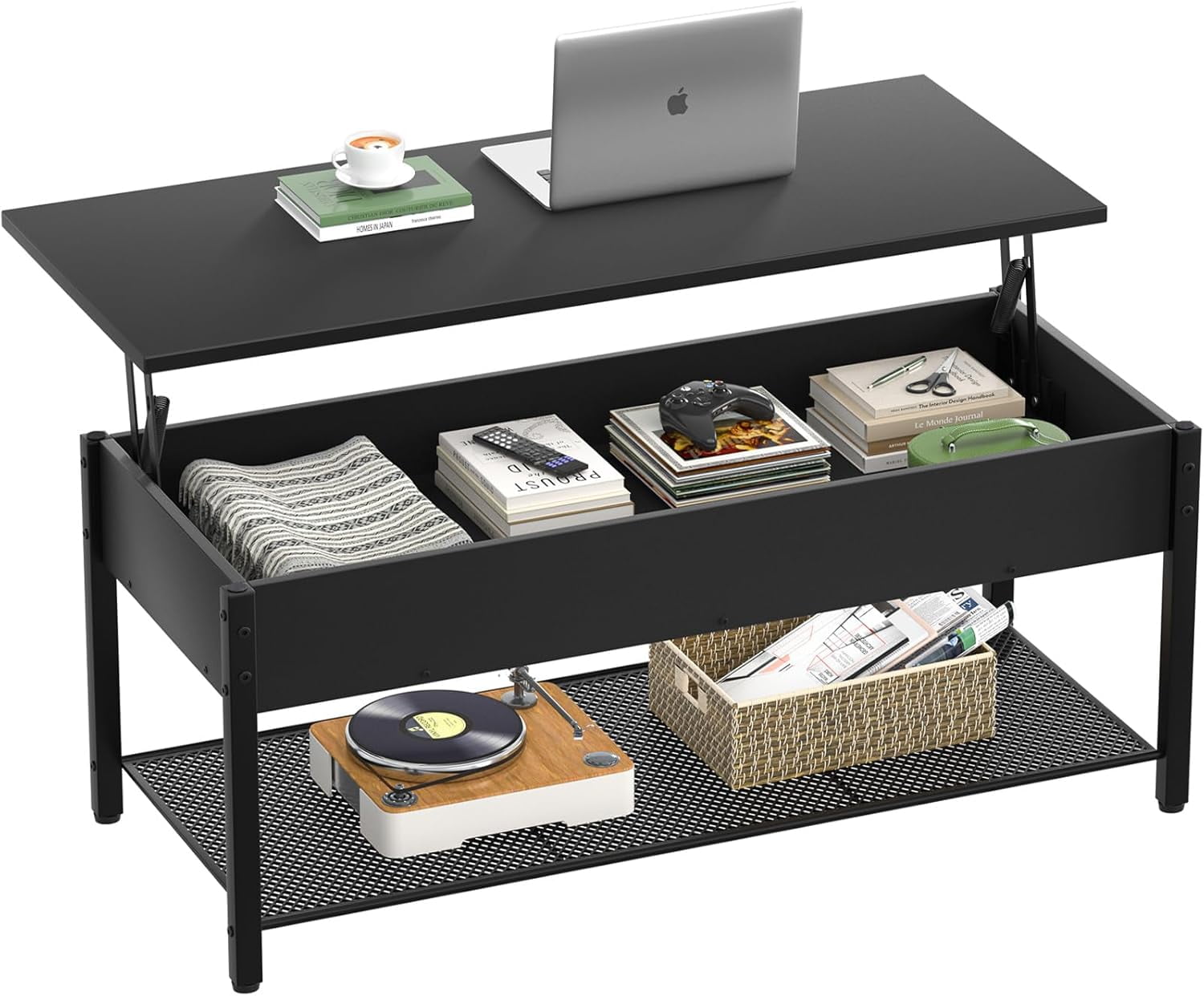 Coffee Table, Lift Coffee Table with Storage Shelf and Compartment ...