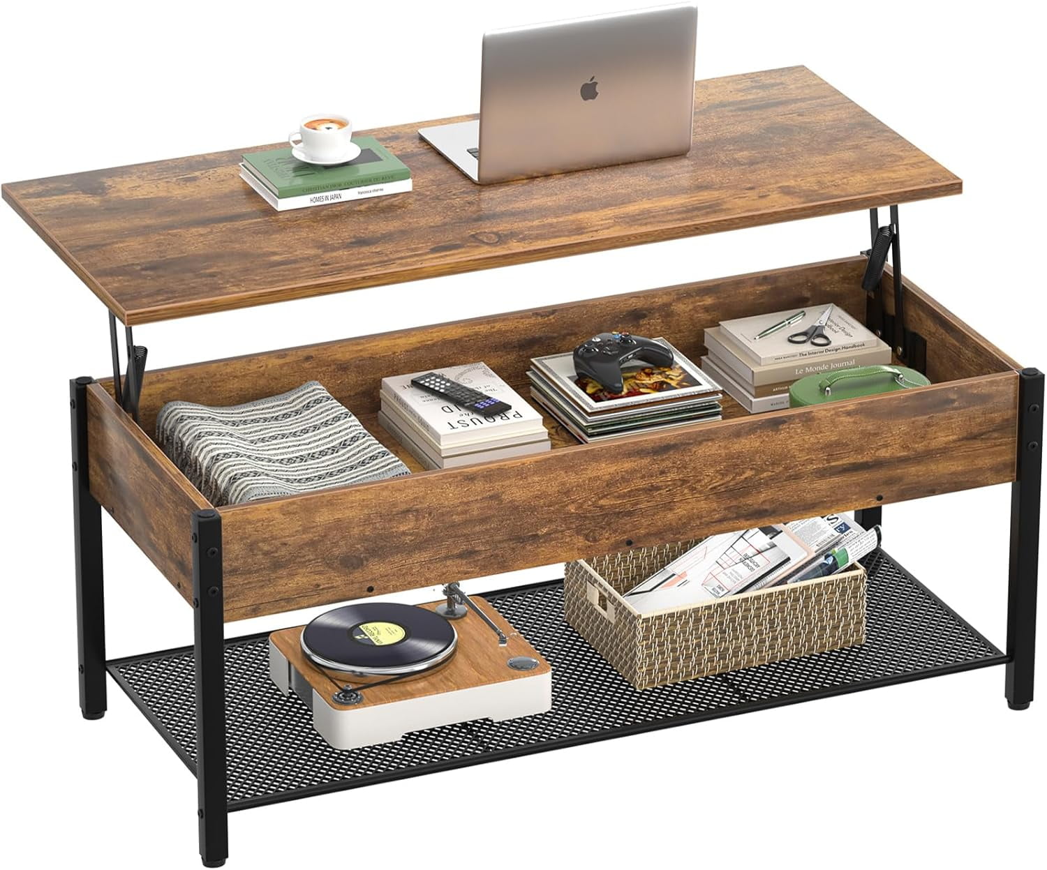 Coffee Table, Lift Coffee Table with Storage Shelf and Compartment ...
