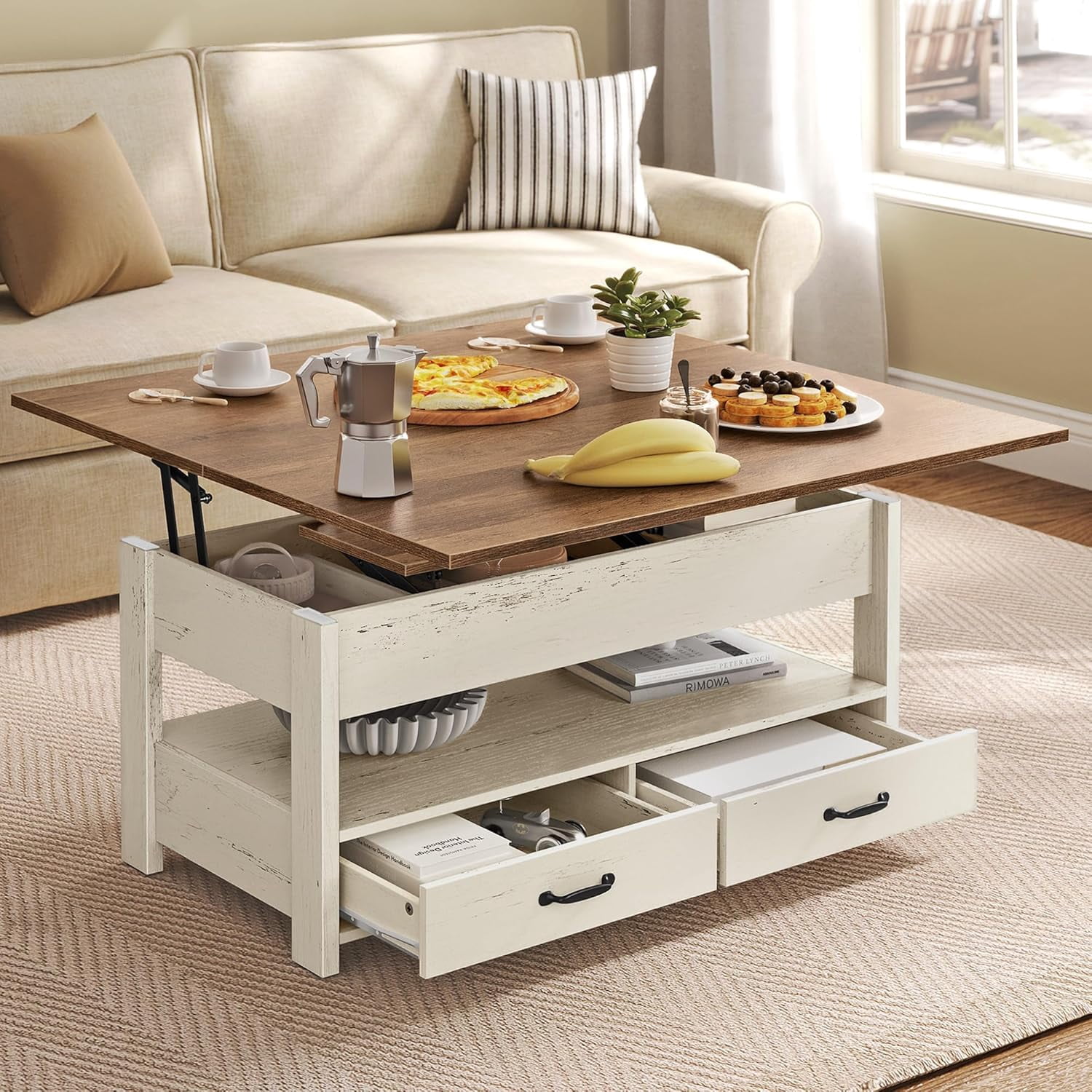 Coffee Table Lift Top in Center Table with Storage Gas Spring Drawers ...