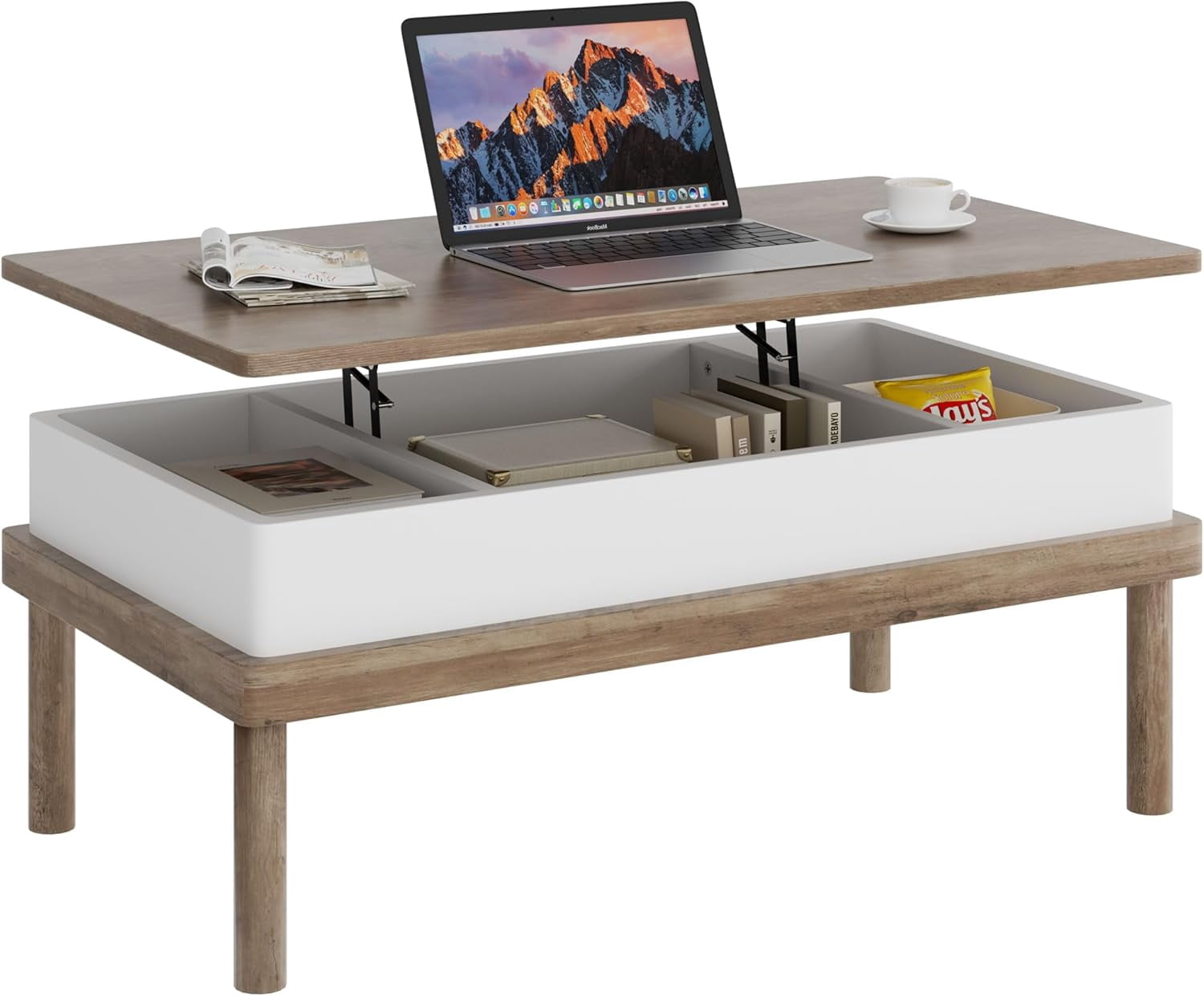 Coffee Table, Lift Top Coffee Table with Hidden Compartment, Rising ...