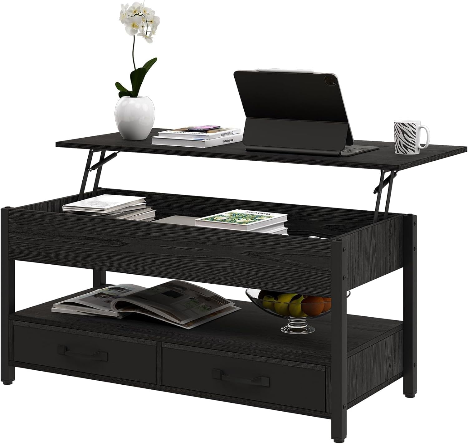 Coffee Table Lift Top, Multi-Function Convertible Coffee Tables with 2 ...