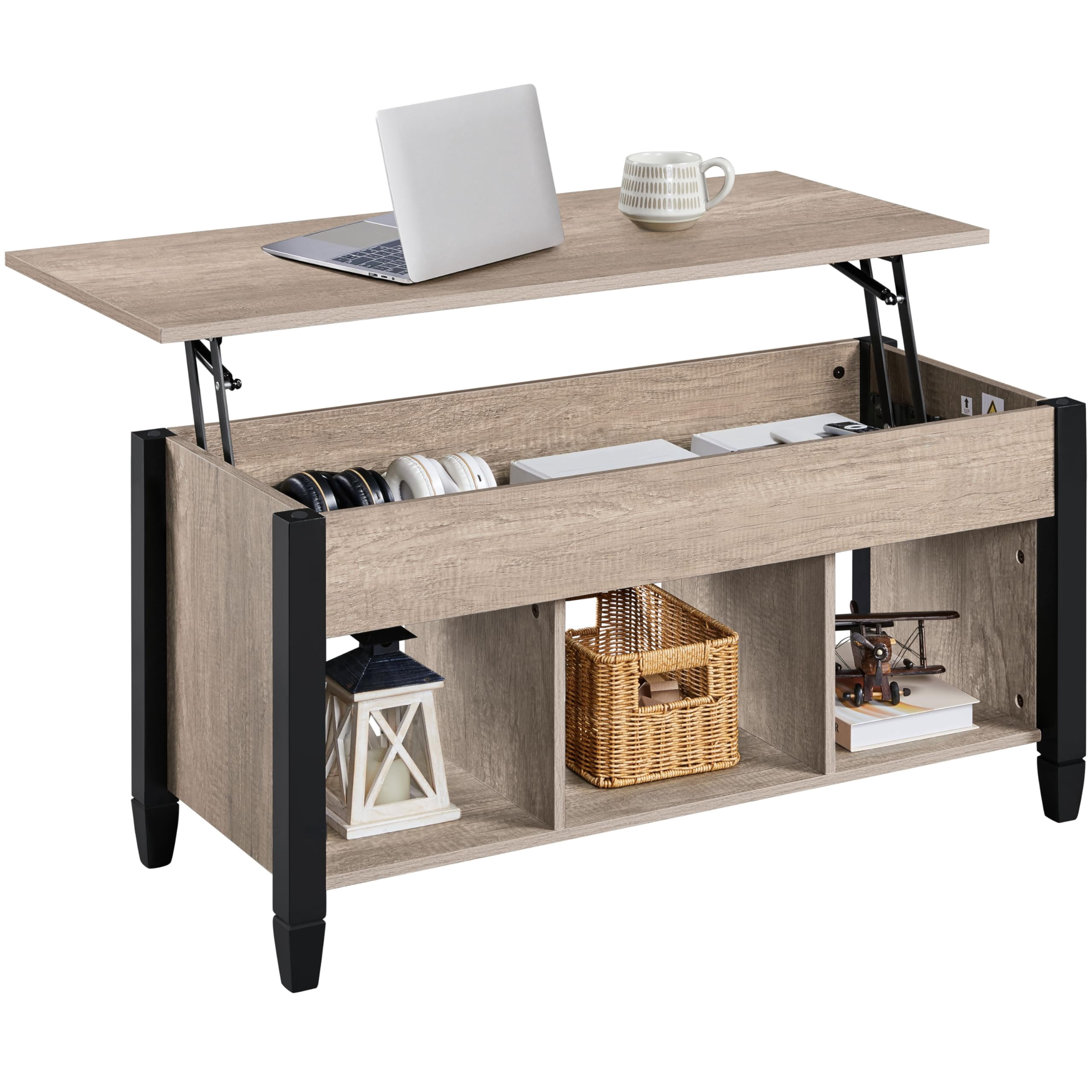 Coffee Table, Lift Top Coffee Table with Hidden Compartment & Shelf ...