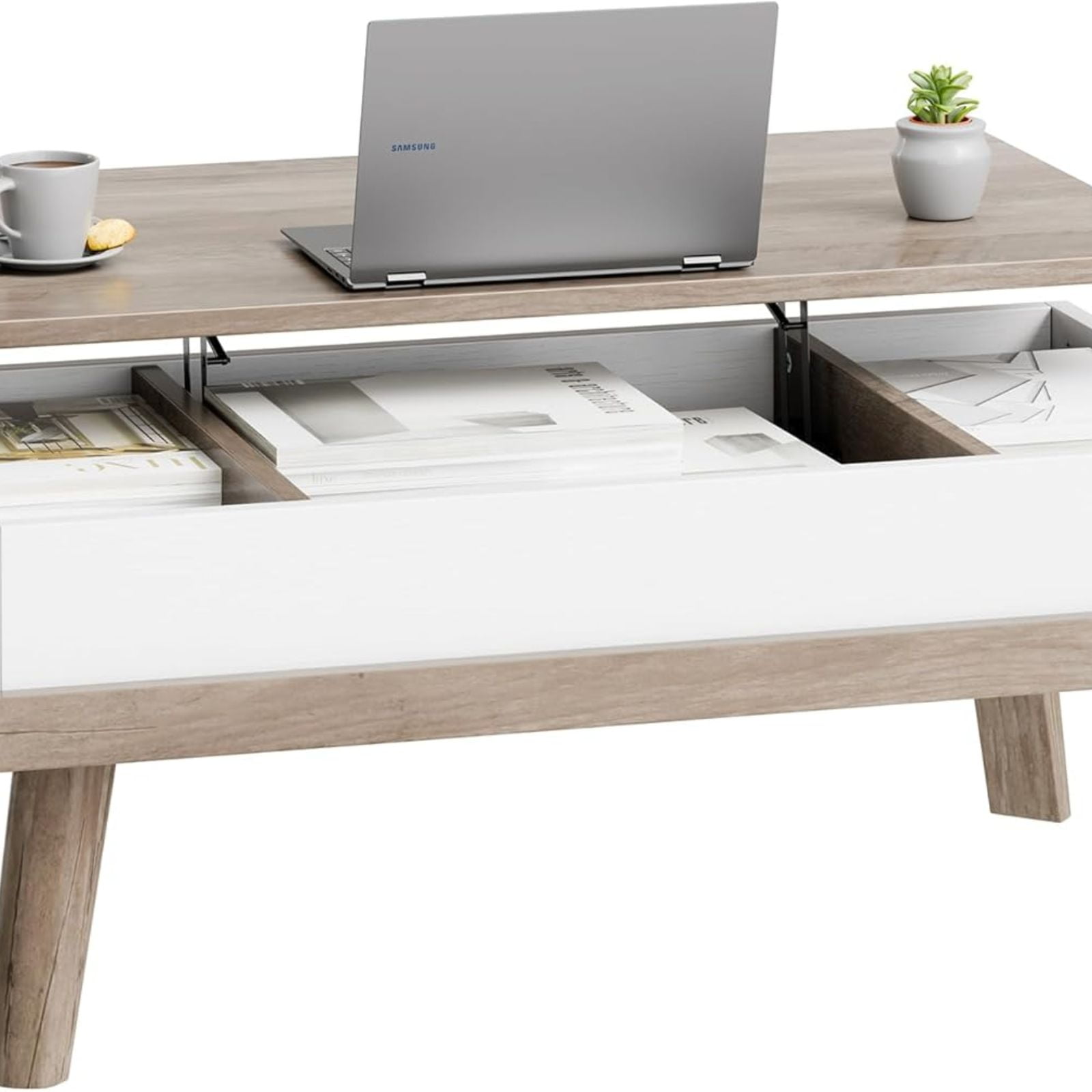 Coffee Table, Lift-Up Coffee Table for Living Room, Small Lift-Up Wooden Dining Room Center ...