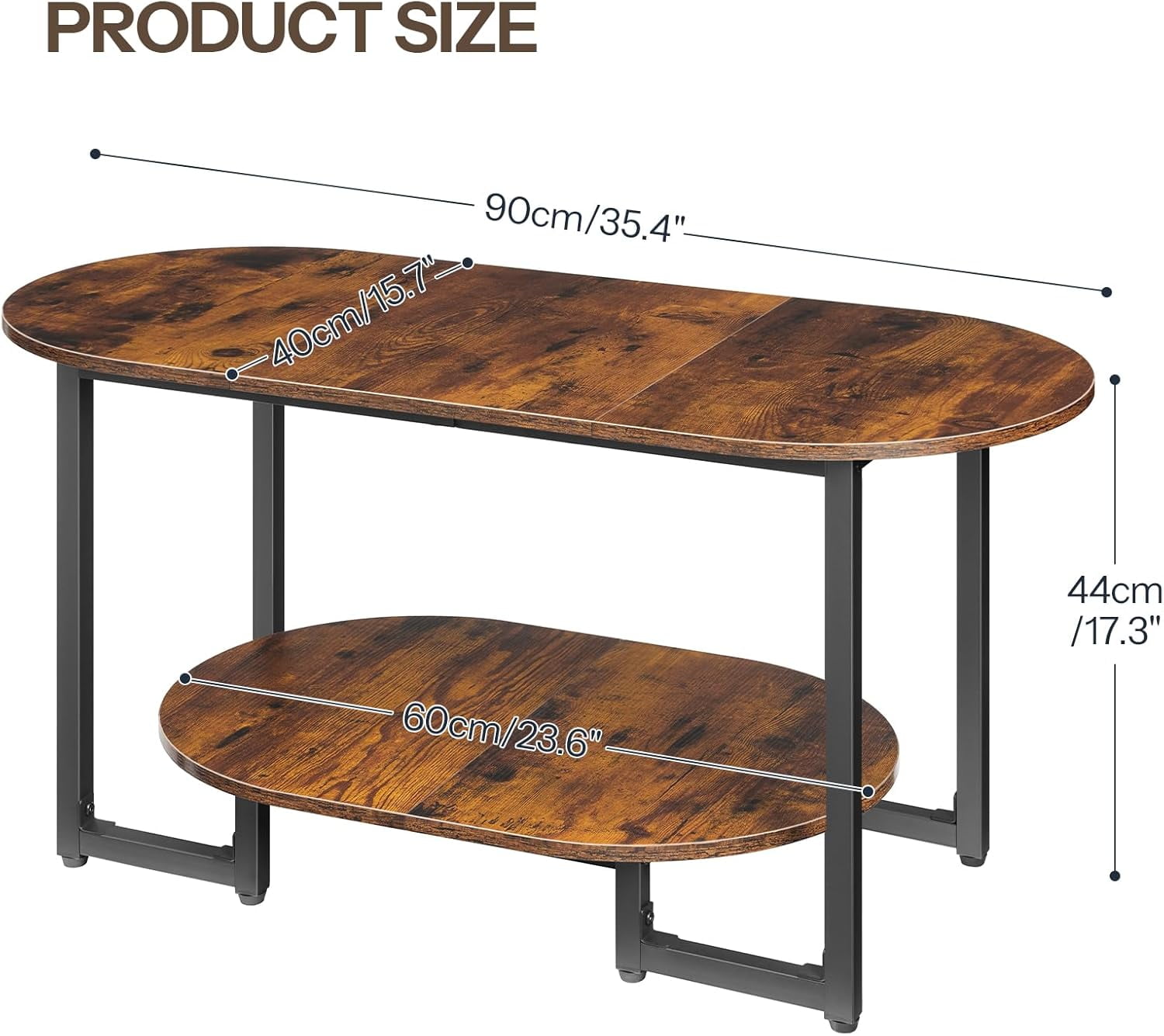 Coffee Table for Living Room, Oval Small Coffee Table with 2-Tier Open ...