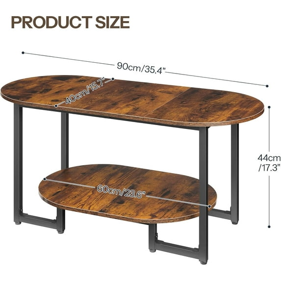 Coffee Table for Living Room, Oval Small Coffee Table with 2-Tier Open ...