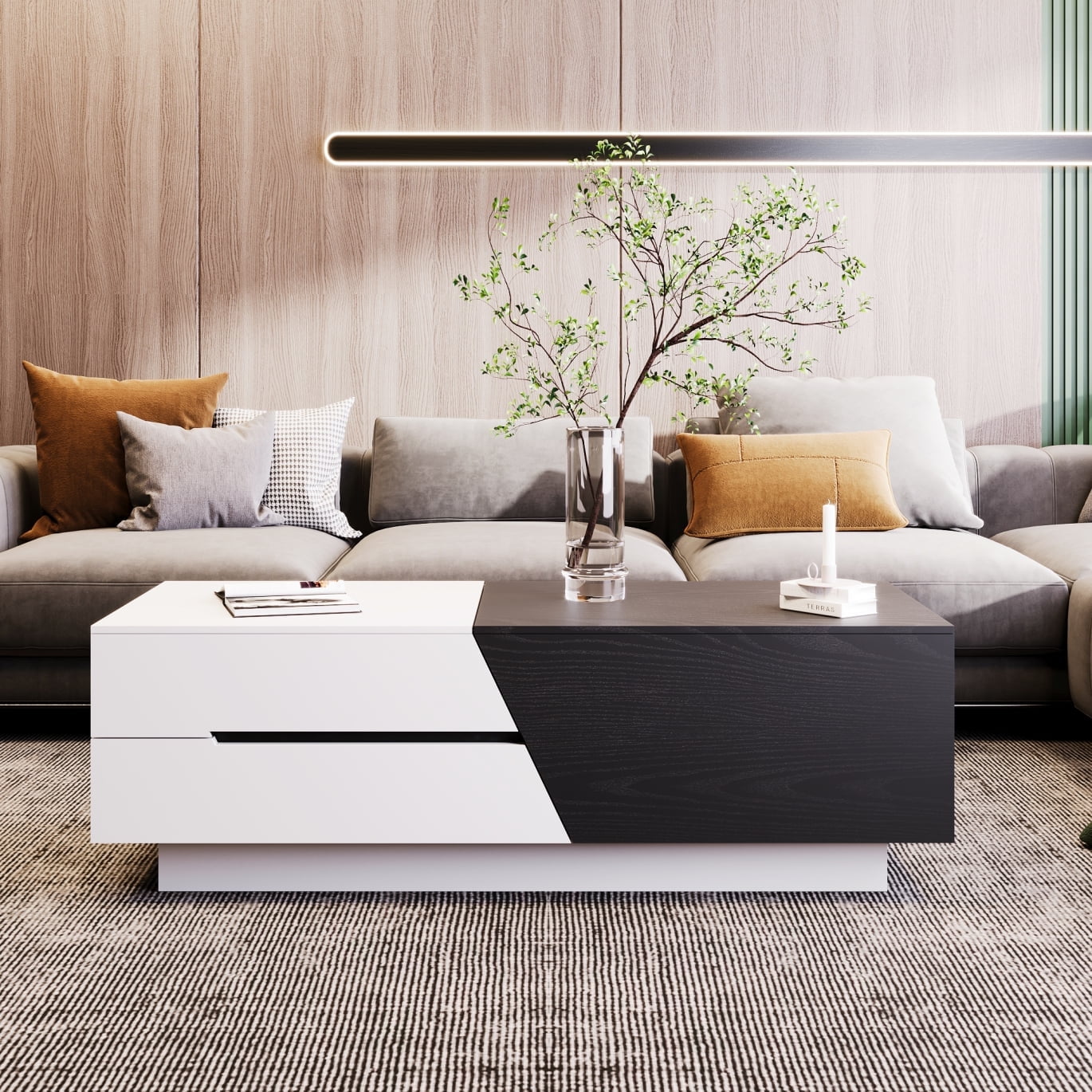 Coffee Table for Living Room, UV High-Gloss Extendable Coffee Table ...