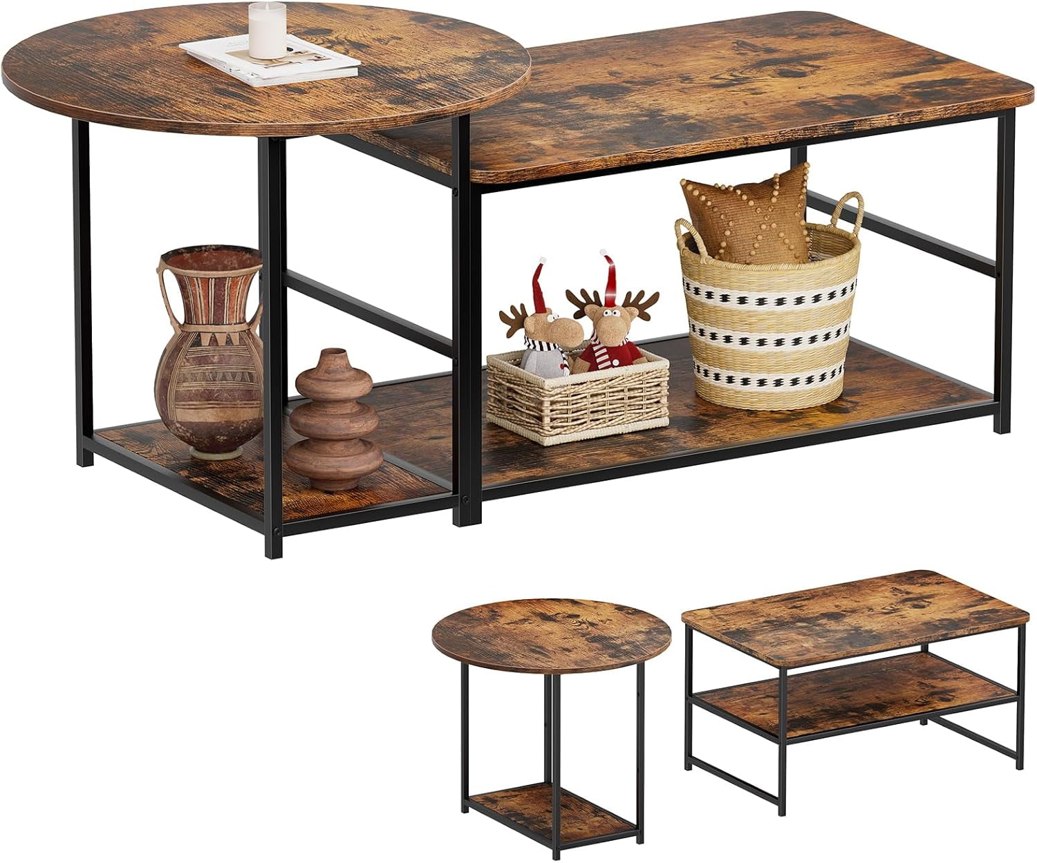 Coffee Table, Mid Century Modern Coffee Table for Living Room Rustic ...