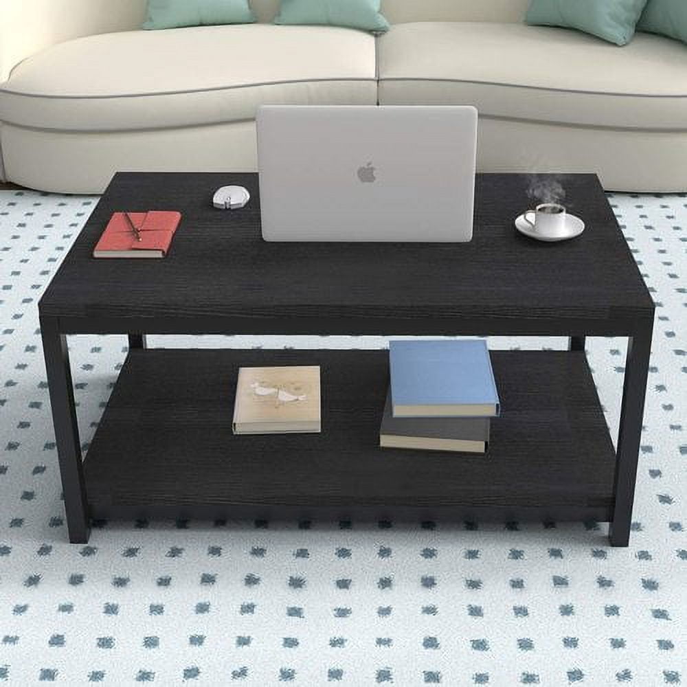 Coffee Table, Modern Coffee Table, 2-Tier Coffee Table with Storage ...