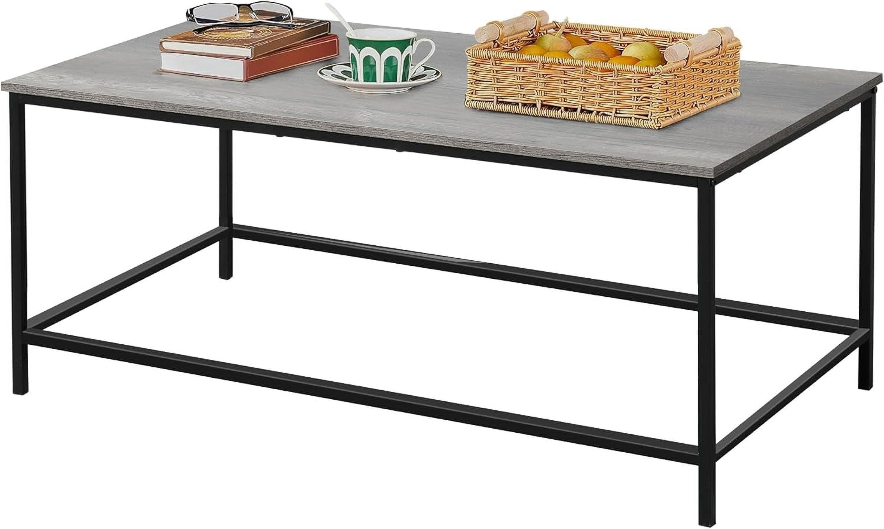 Coffee Table, Modern Industrial Style Rectangular Coffee Table, Grey ...