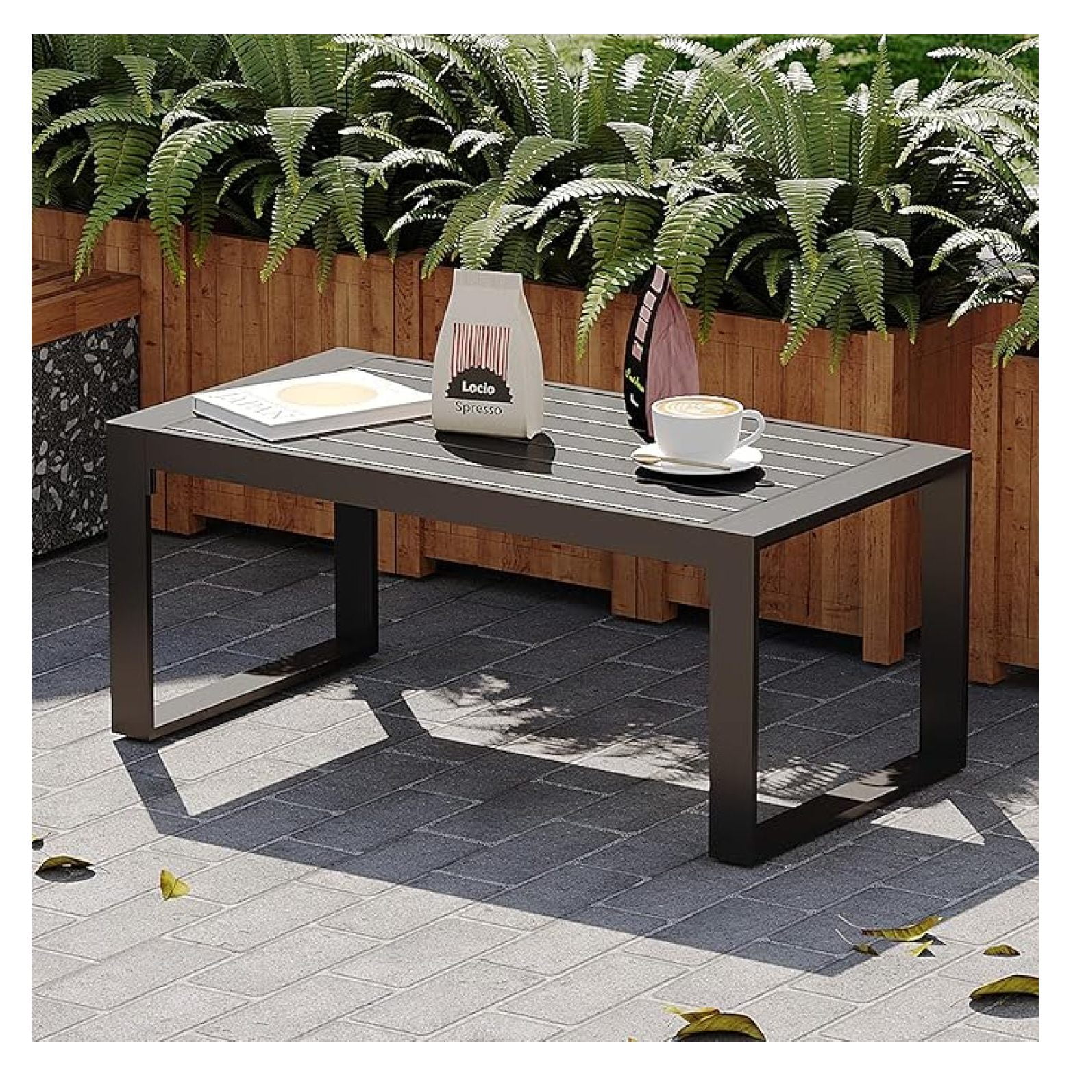 Coffee Table, Rectangle Patio Coffee Tables for Outside, All-Weather ...
