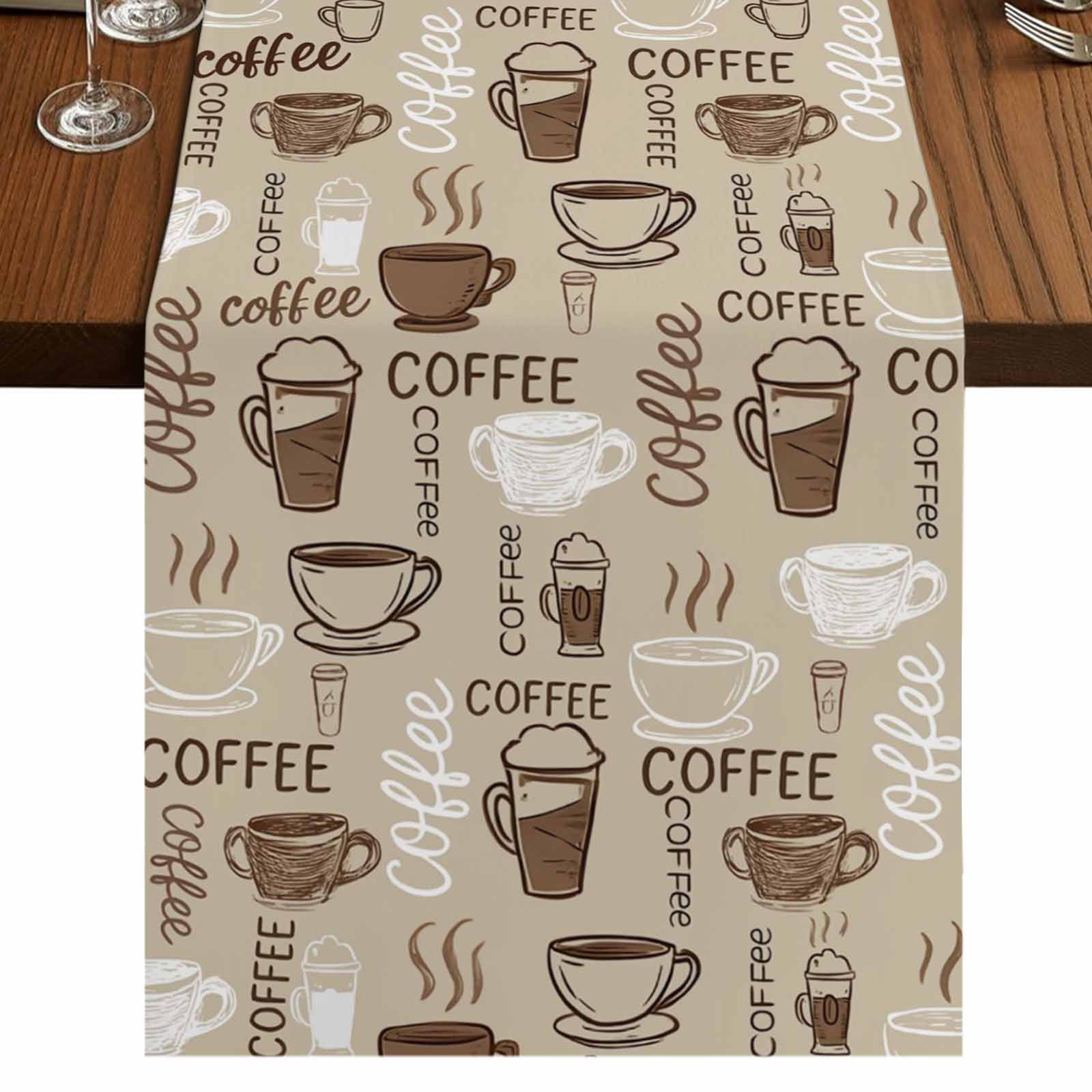 Coffee Table Runner 108 Inches Long,Beige Farmhouse Retro Beans Latte ...