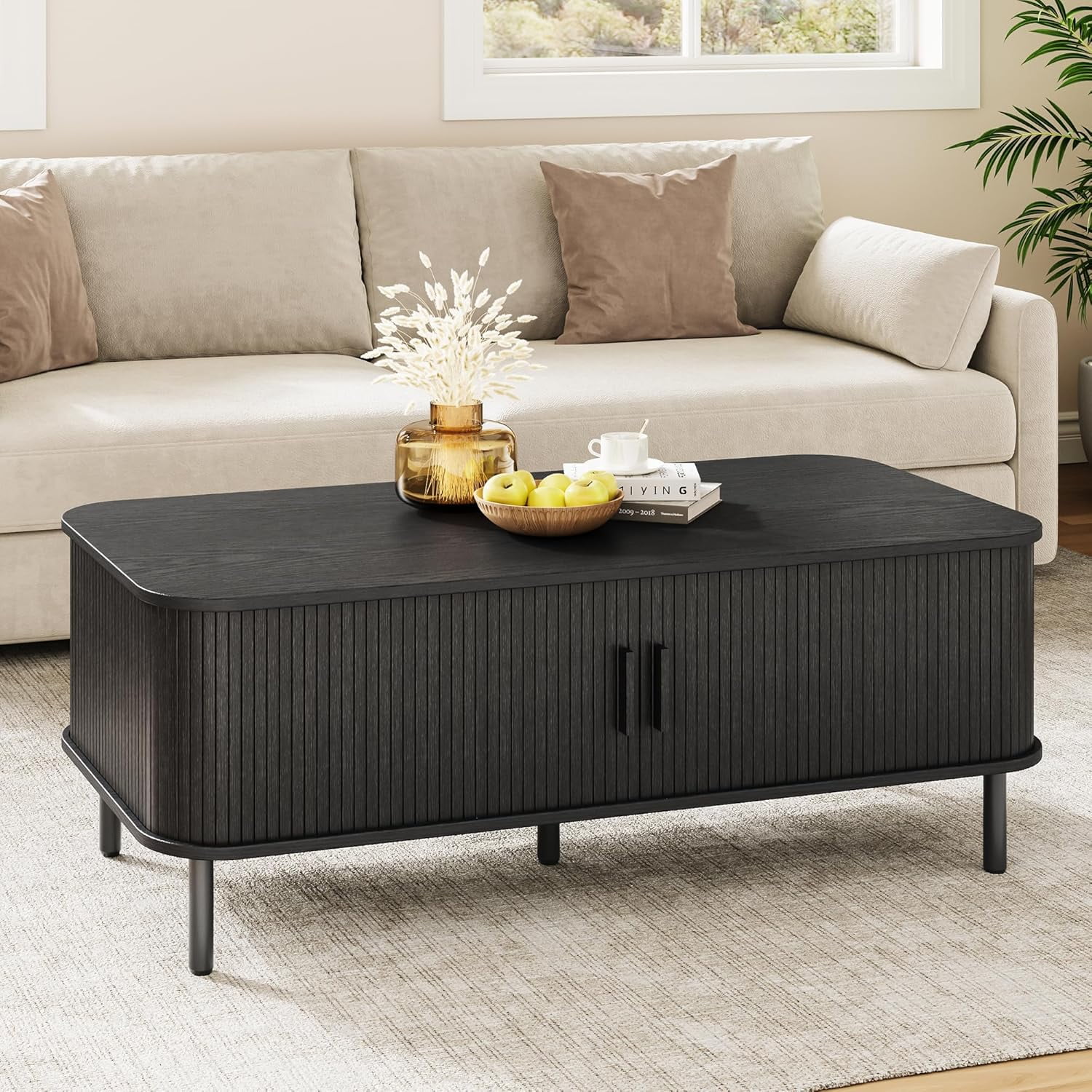 Coffee Table with Storage, 47.2" Mid Century Modern Coffee Tables for ...