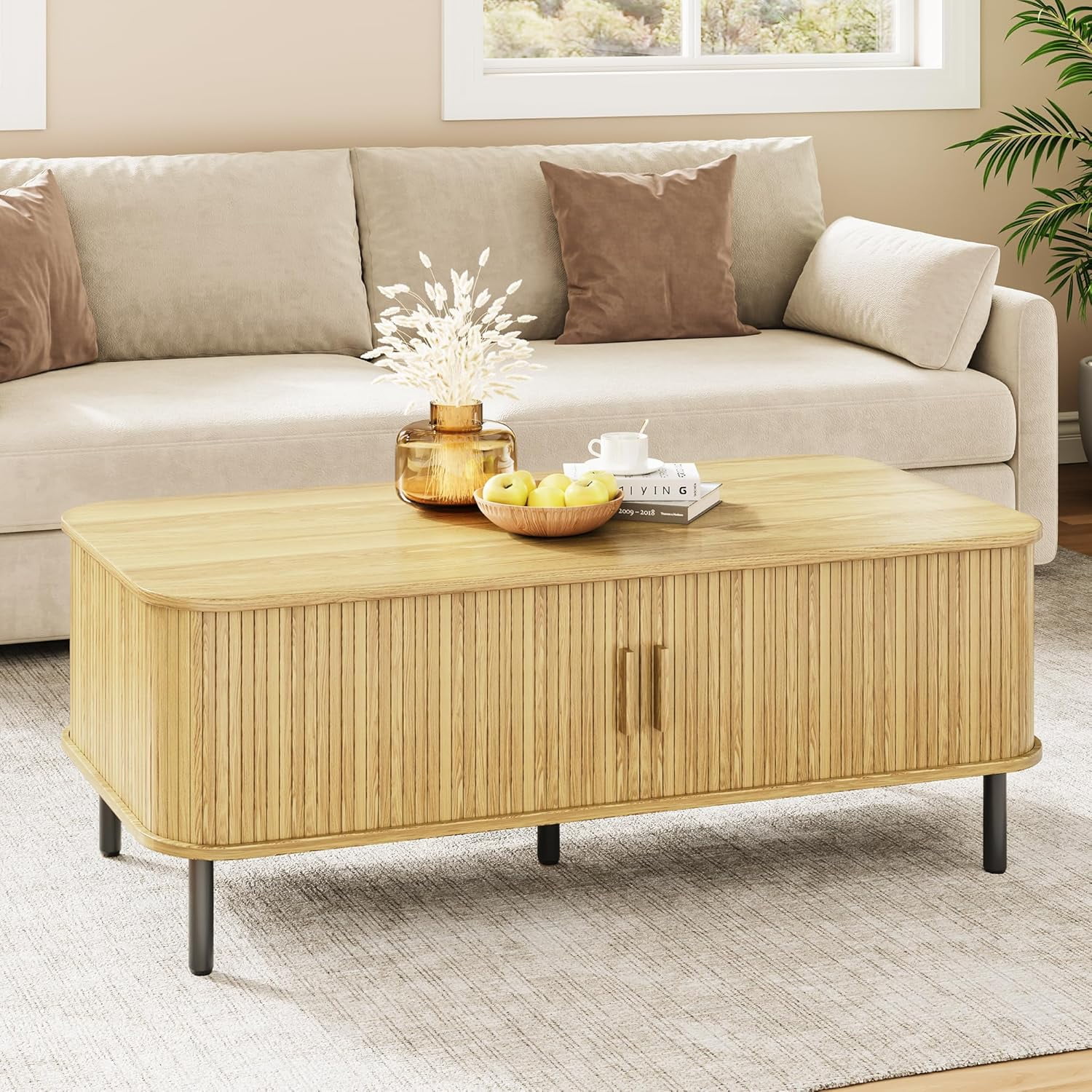 Coffee Table with Storage, 47.2" Mid Century Modern Coffee Tables for ...