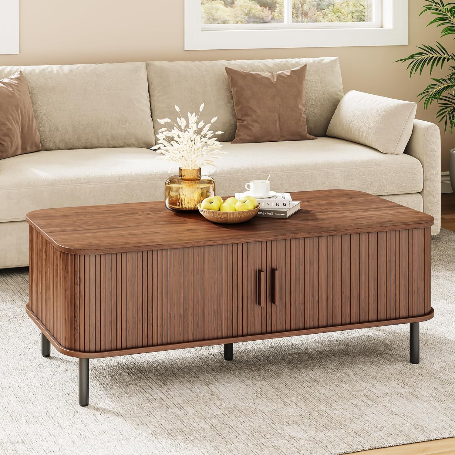 Coffee Table with Storage, 47.2" Mid Century Modern Coffee Tables for ...