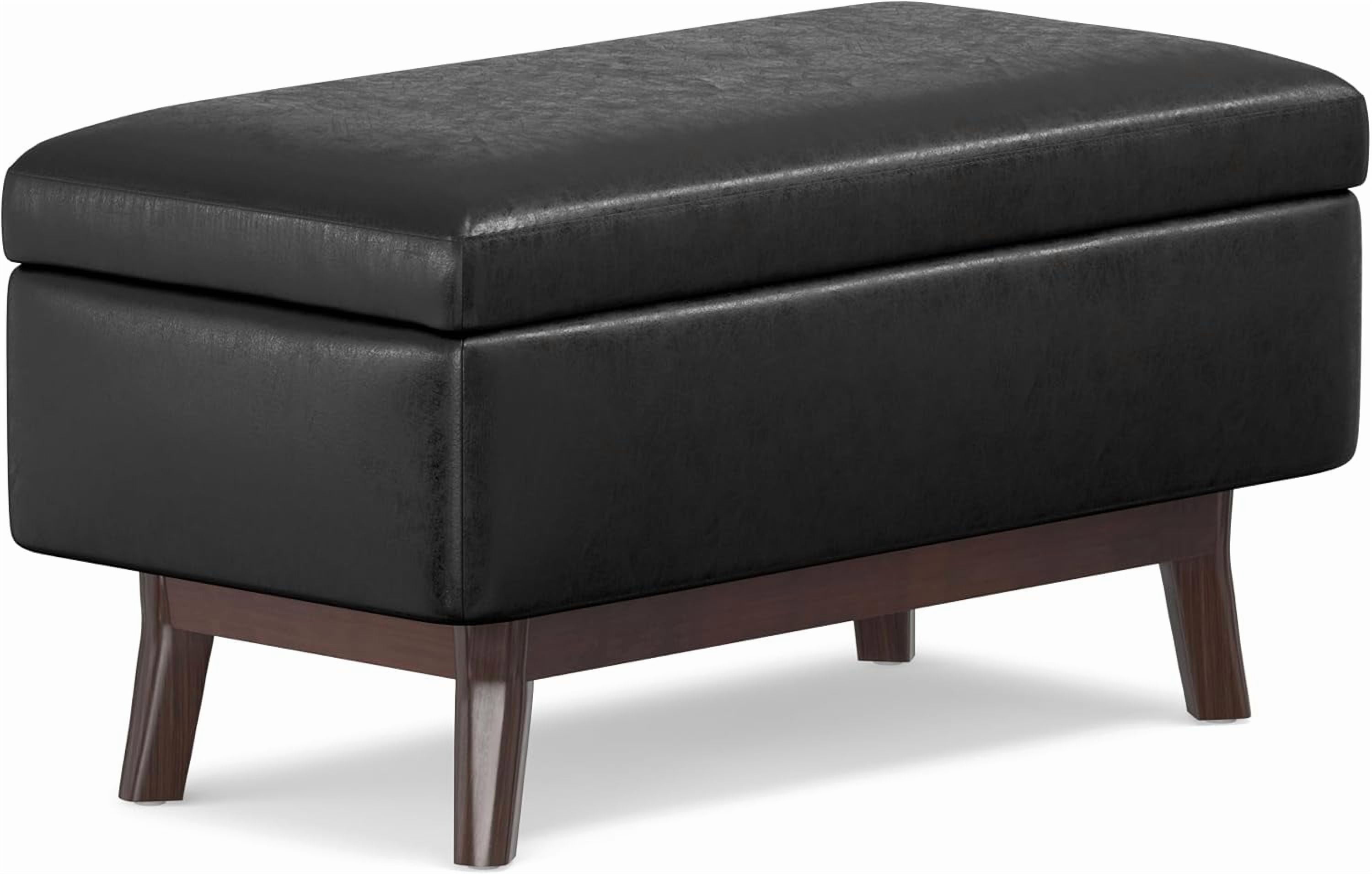 Coffee Table Storage - Wide Vegan Leather Rectangular Lift-Top in ...
