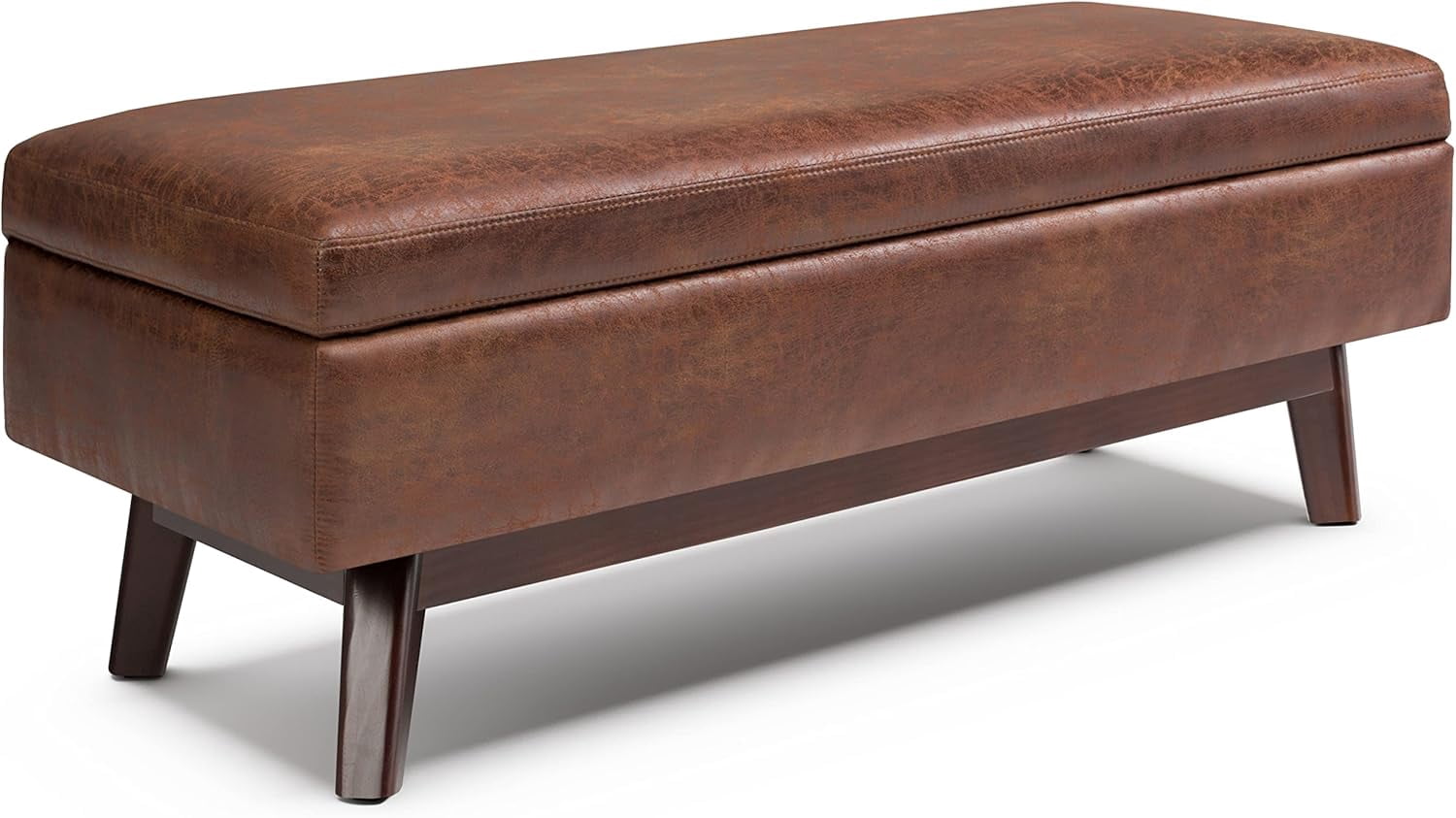 Coffee Table Storage - Wide Vegan Leather Rectangular Lift-Top in ...