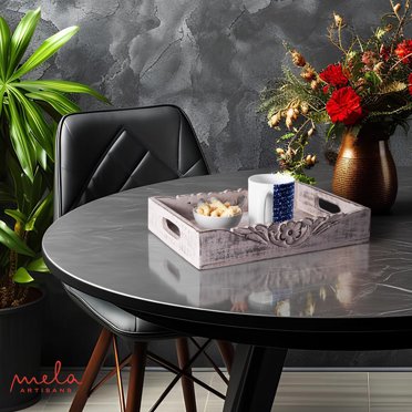 Hanobe Square Large Ottoman Tray Modern Extra Large Black Serving ...