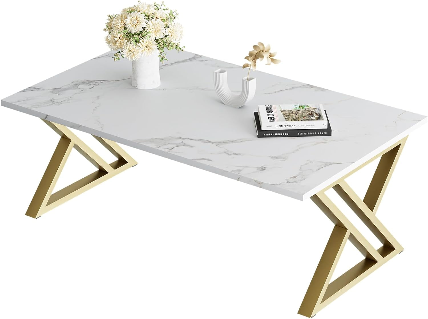 Coffee Table Living Room Table White Center Table, Simple Modern Faux ...