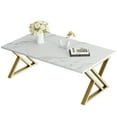Coffee Table White Living Room Center Table, Simple Modern Faux Marble ...
