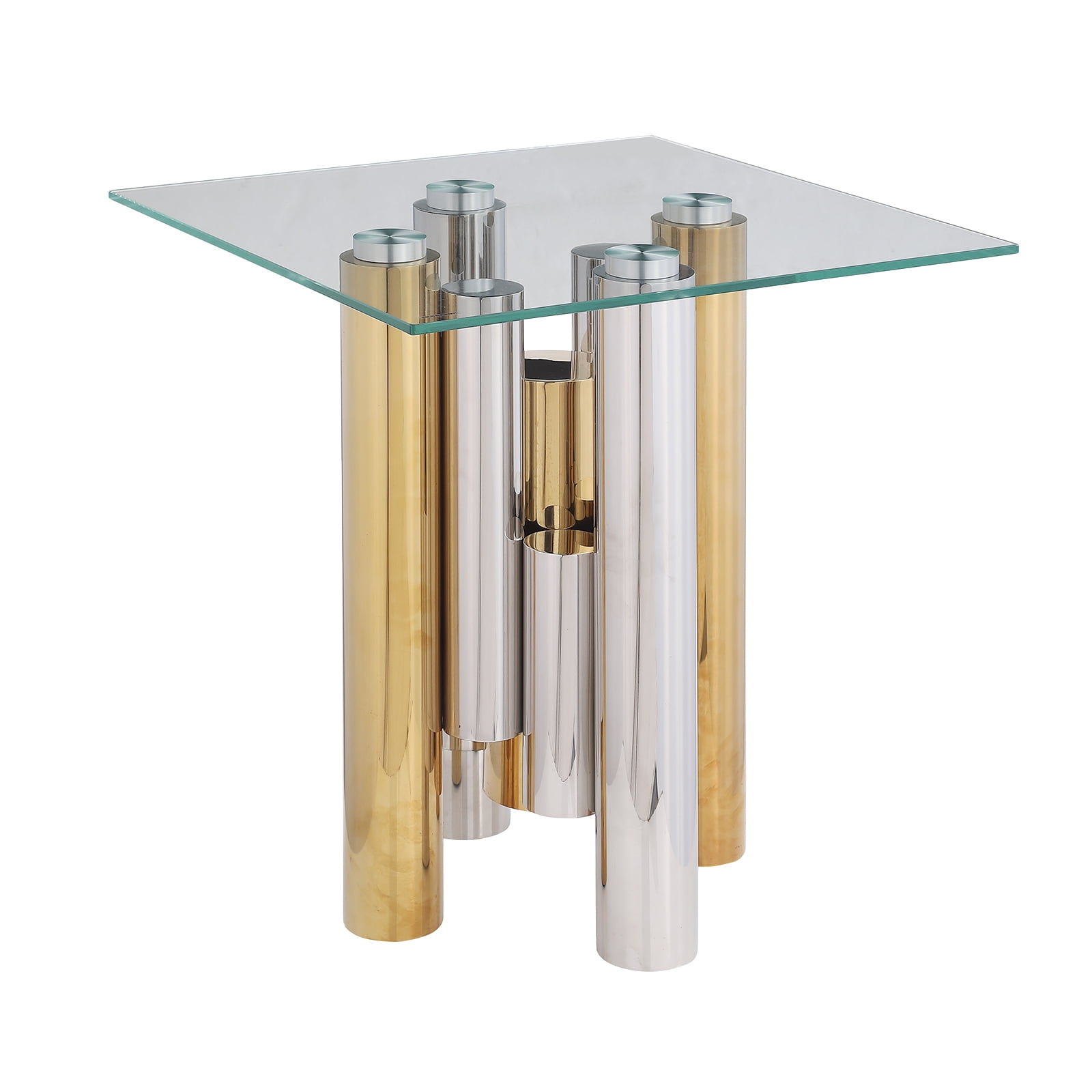 Coffee Table With Stainless Steel Frame Clear Tempered Glass Top ...