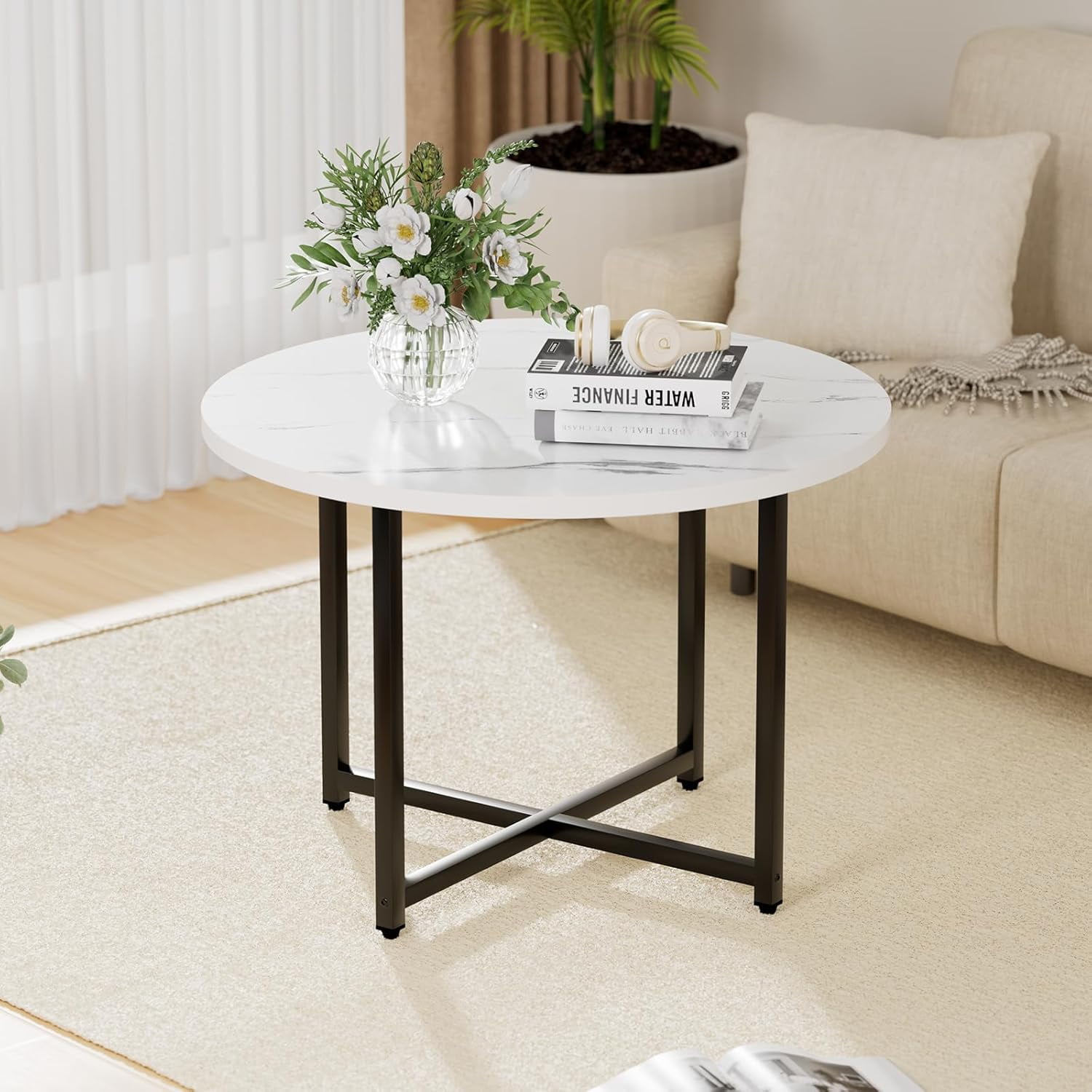 Coffee Table for Living Room, Round Coffee Table for Sitting on The ...