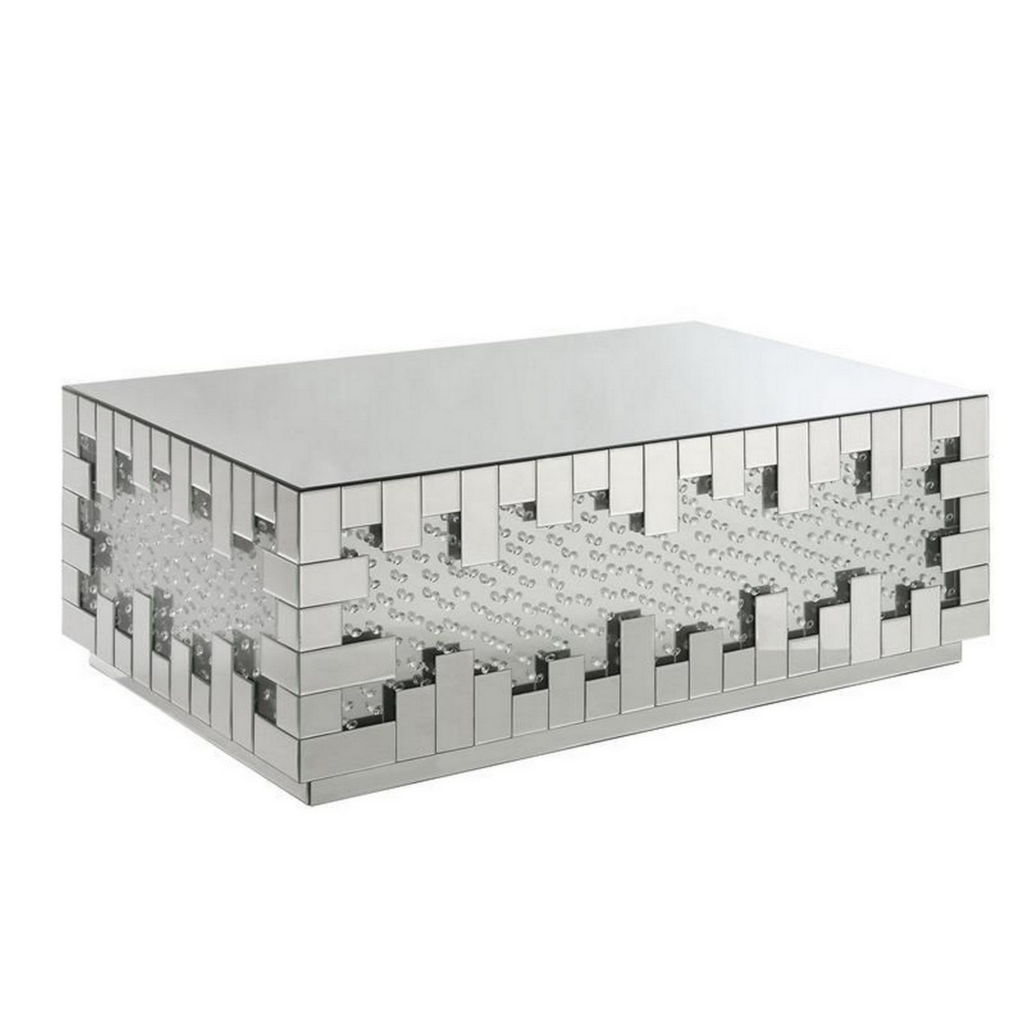 Coffee Table with Cuboid Shape and Faux Crystals, Silver - Walmart.com