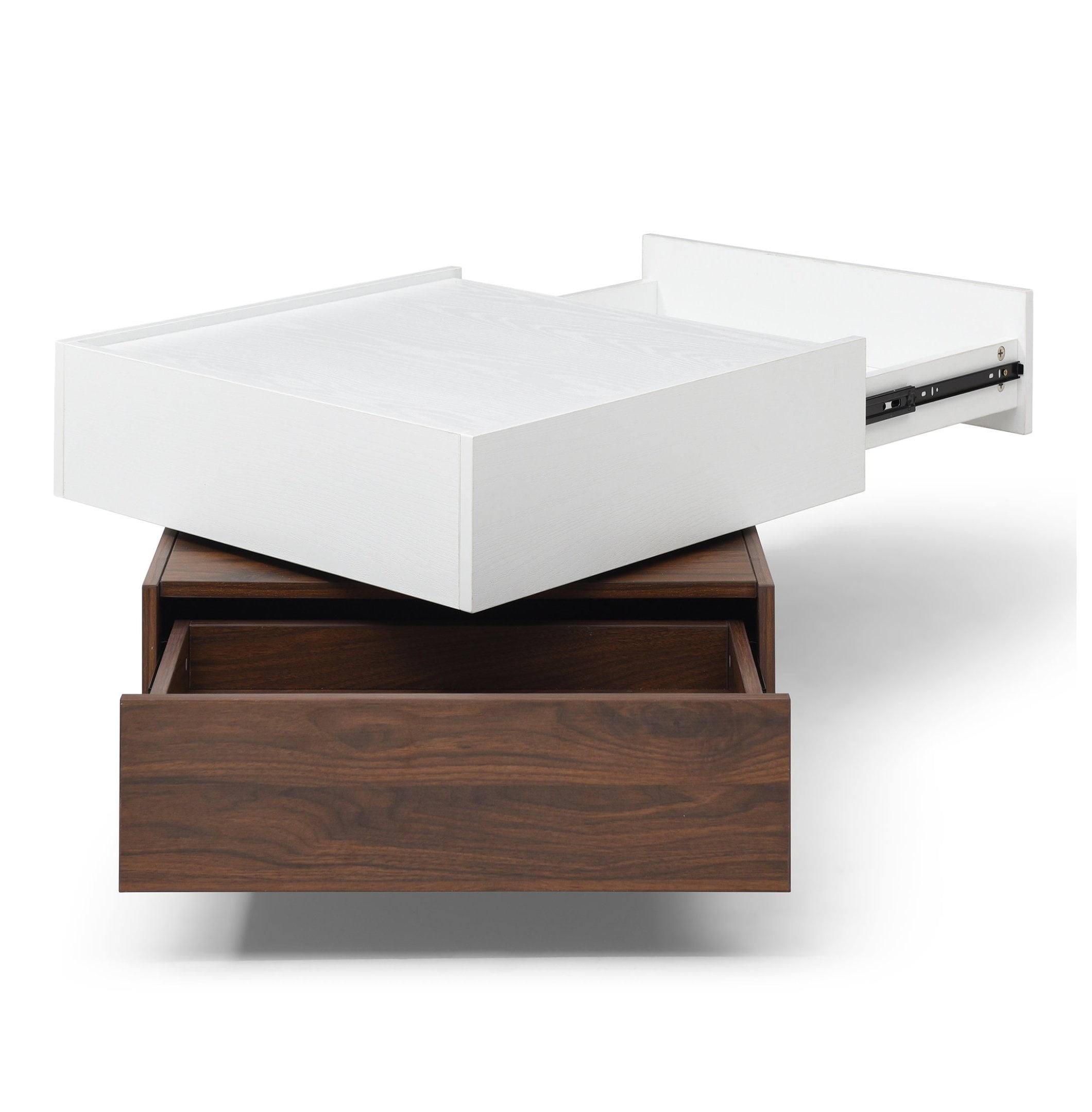 Coffee Table with Drawers, Rotating Lift Top Center Table, 2-Tier ...