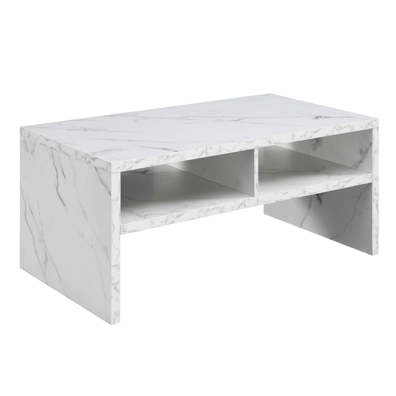 Coffee Table with Shelves - Modern Minimalist Table, 40" x 20" x 18 ...