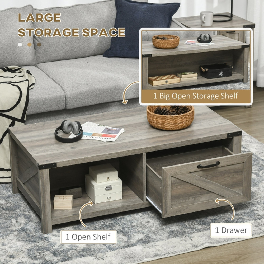 Coffee Table with Storage, Wood Modern Coffe Table Cocktail Table with ...
