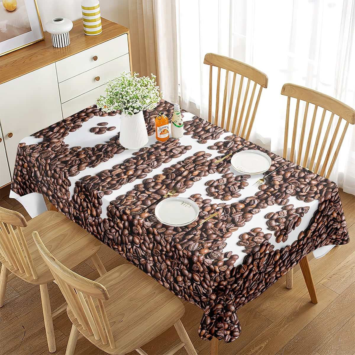 Coffee Tablecloth Cup Saucer Pattern Themed Background Ornamental ...