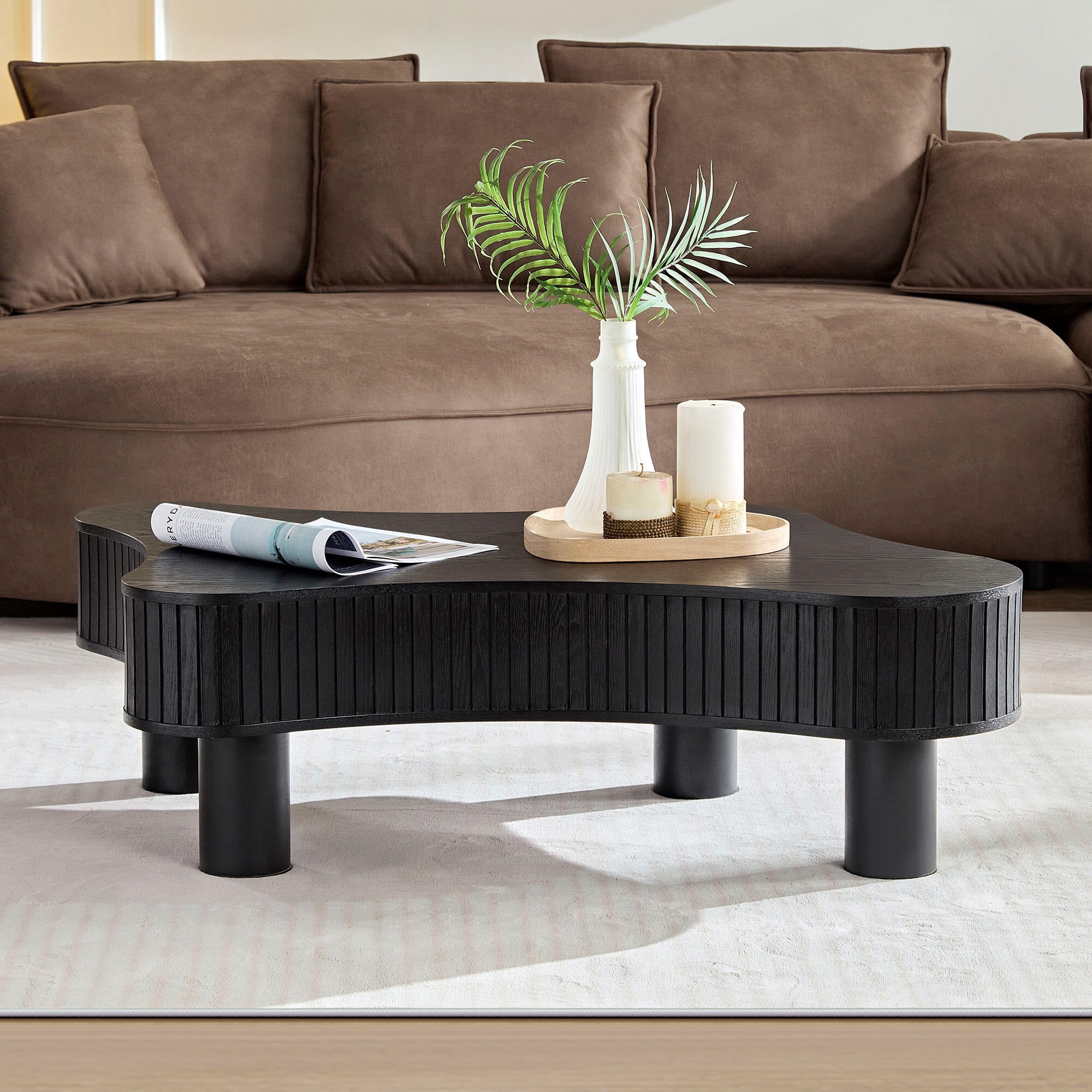 Coffee Tables 42.52 Inch Modern Wooden Handcraft Drum Coffee Table ...