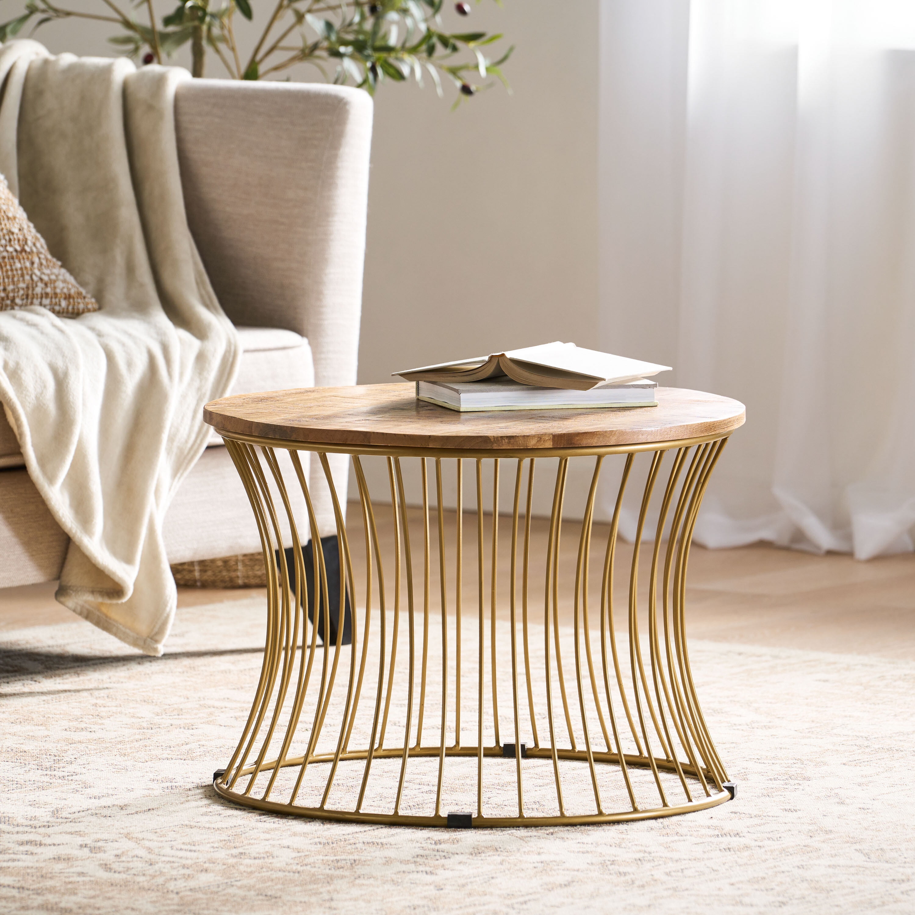 Coffee Tables Ameliarae Handcrafted Boho Mango Wood and Iron Coffee ...