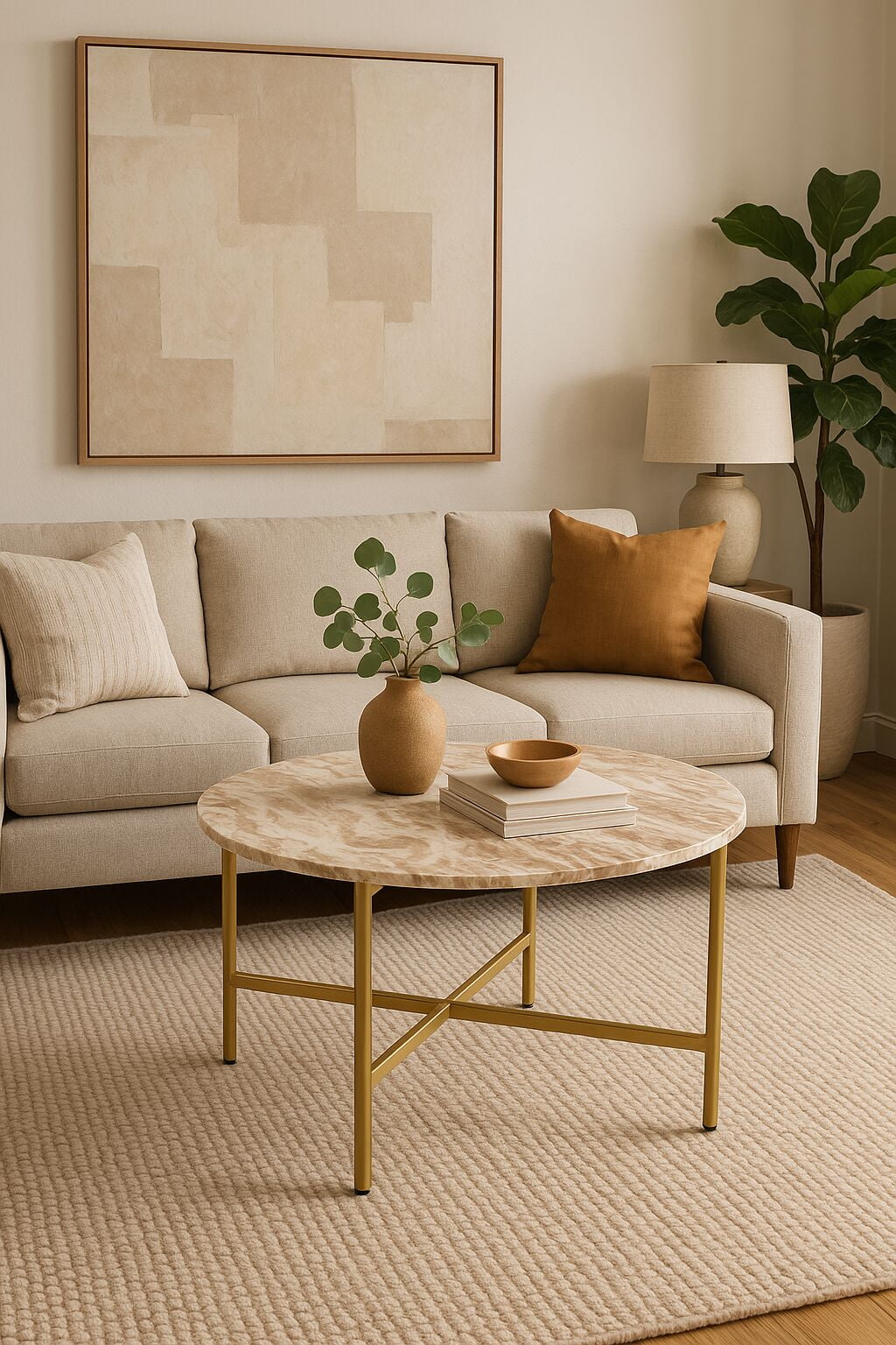 Coffee Tables Brown Marble Nesting Coffee Table with Golden Metal Frame ...