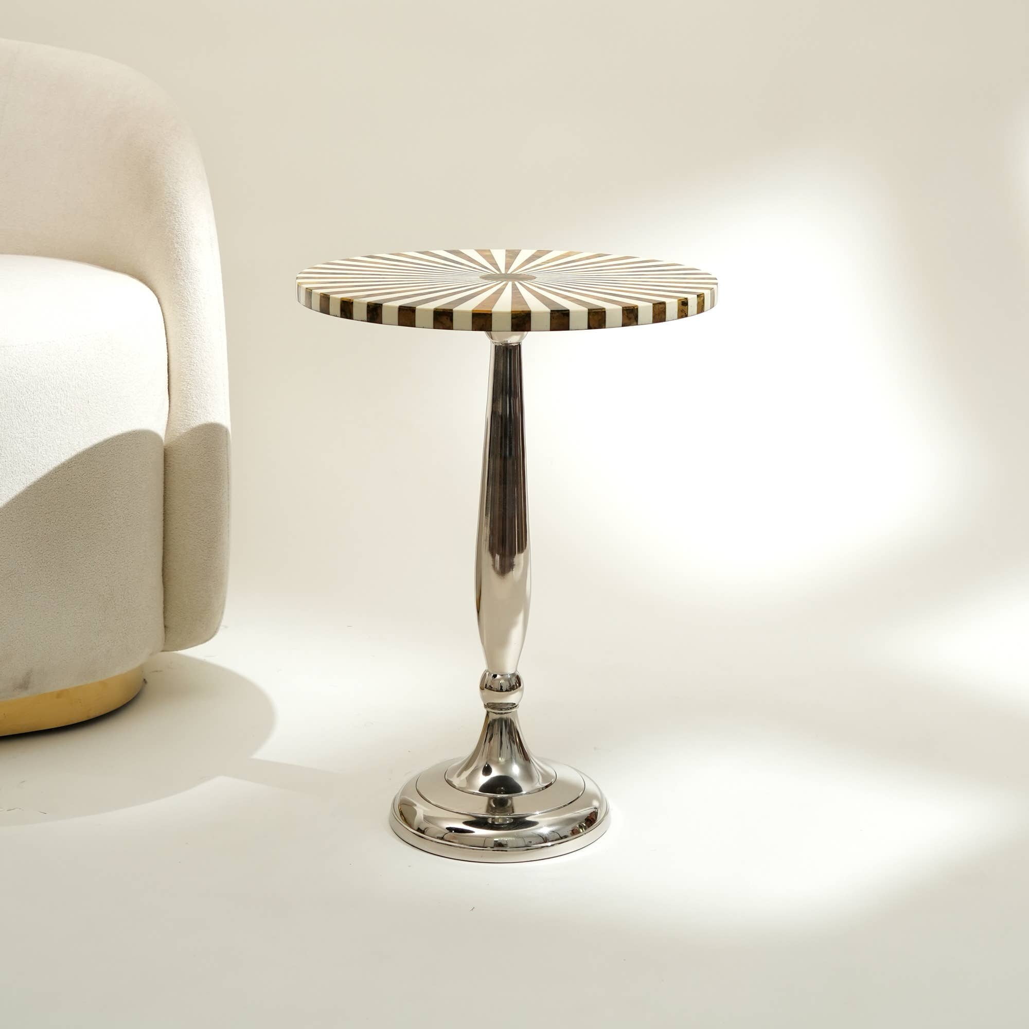 Coffee Tables, Decorative & Modern Resin Side Table-15X15X21", Silver ...