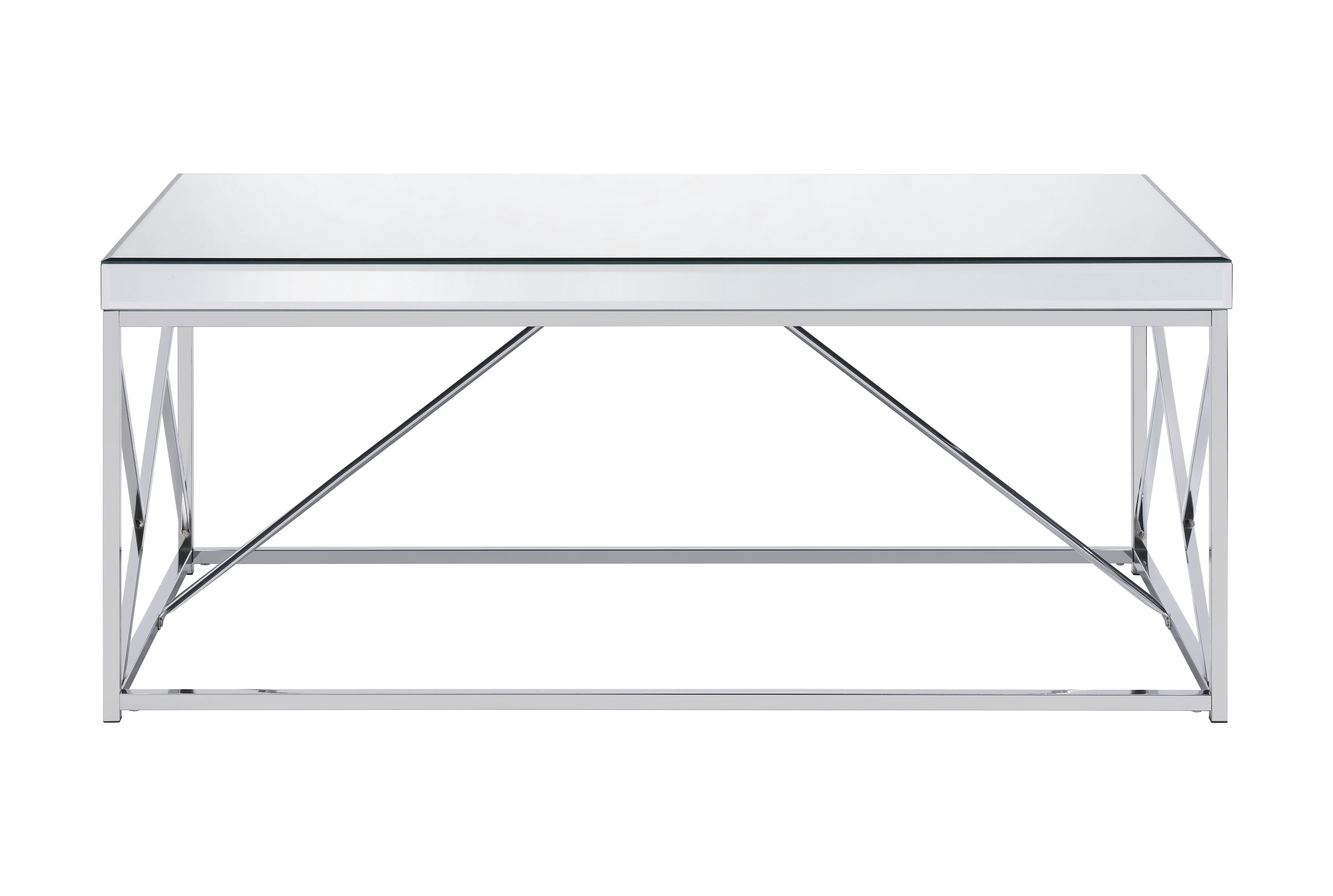 Coffee Tables, Evelyn - Mirror Top Cocktail Table - Gray, Gray Wooden ...