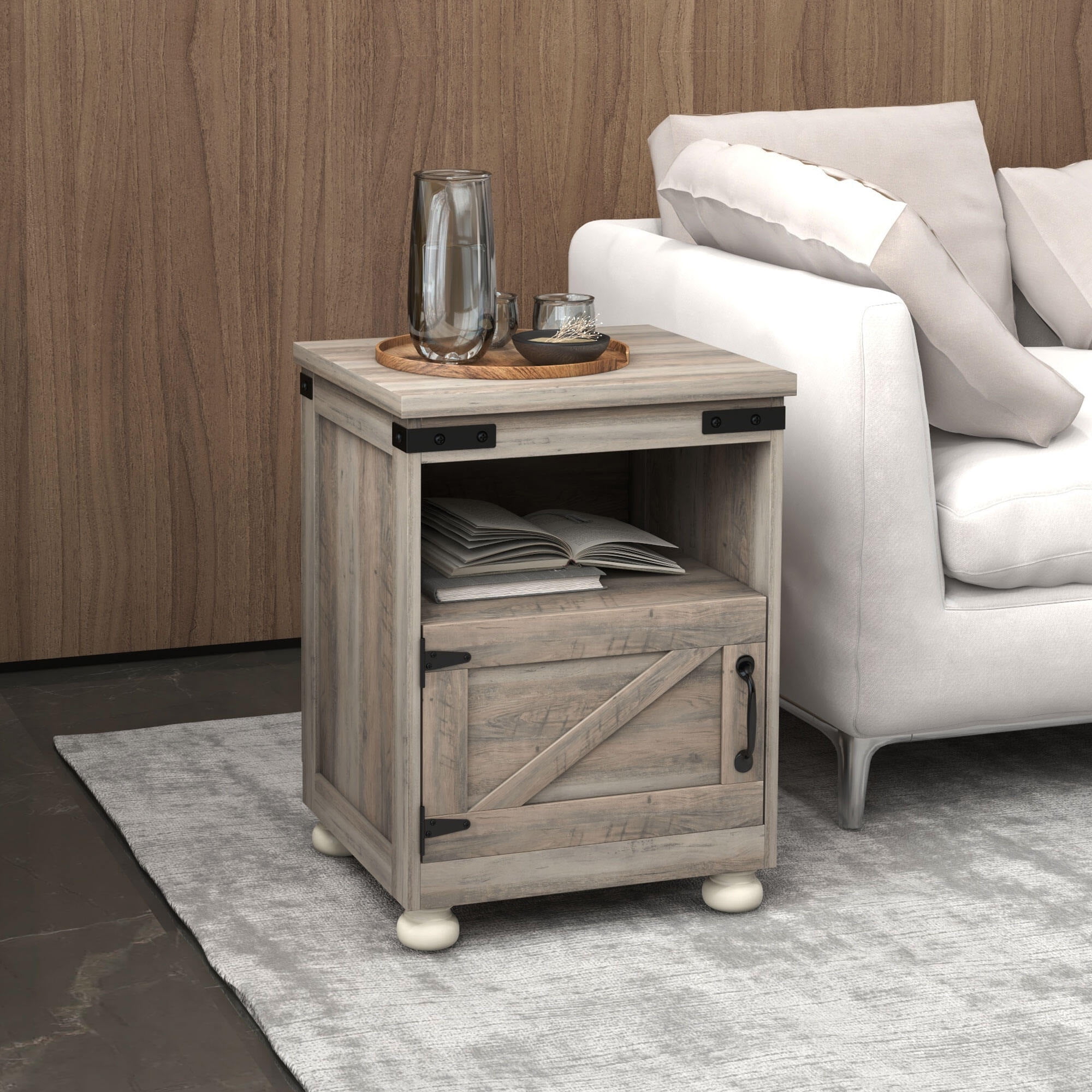 Coffee Tables HOMCOM Small Side Table with Storage, Farmhouse End Table ...
